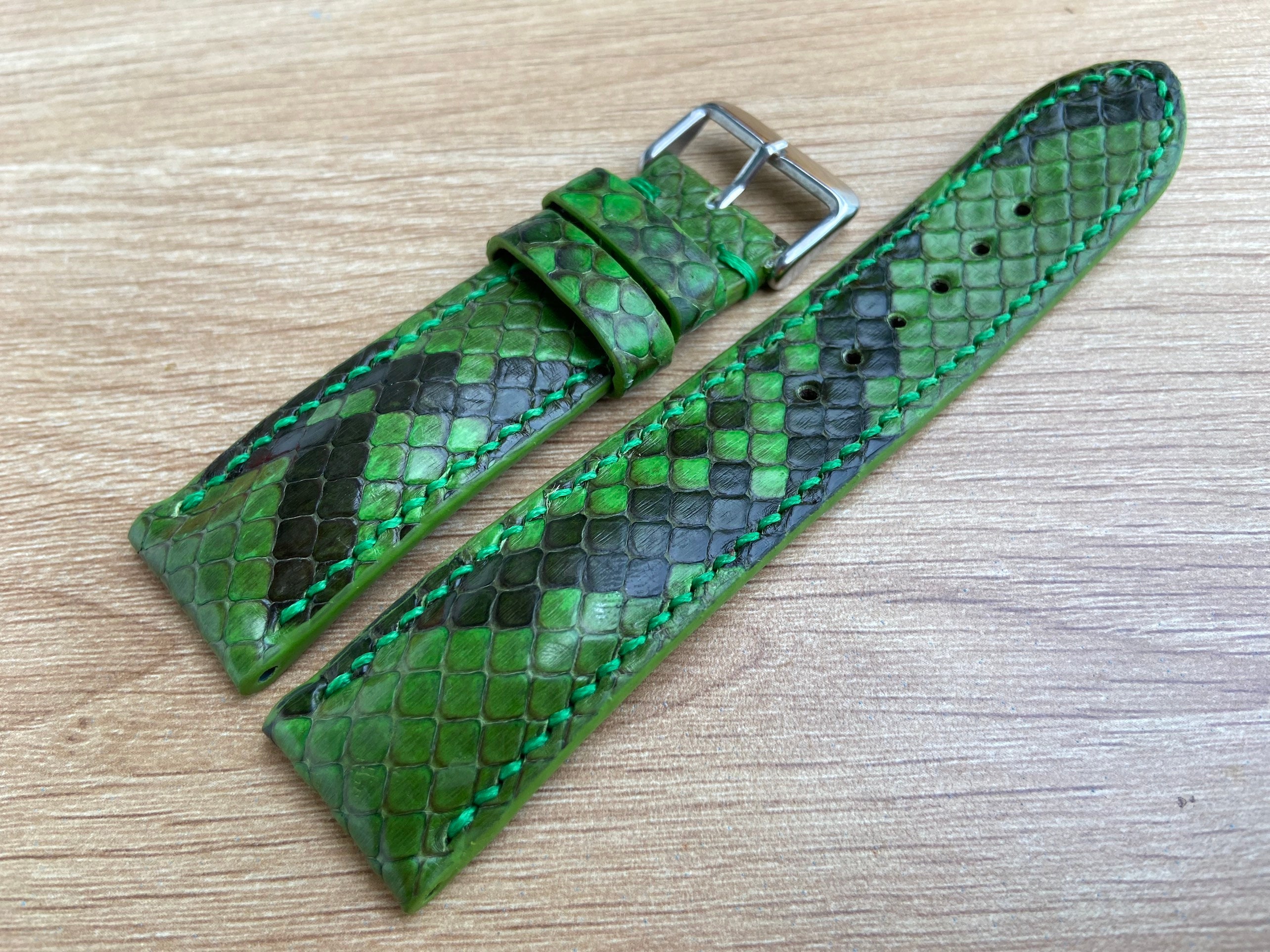 Green Genuine Snake Leather Watch Strap Band Leather Watch - Etsy