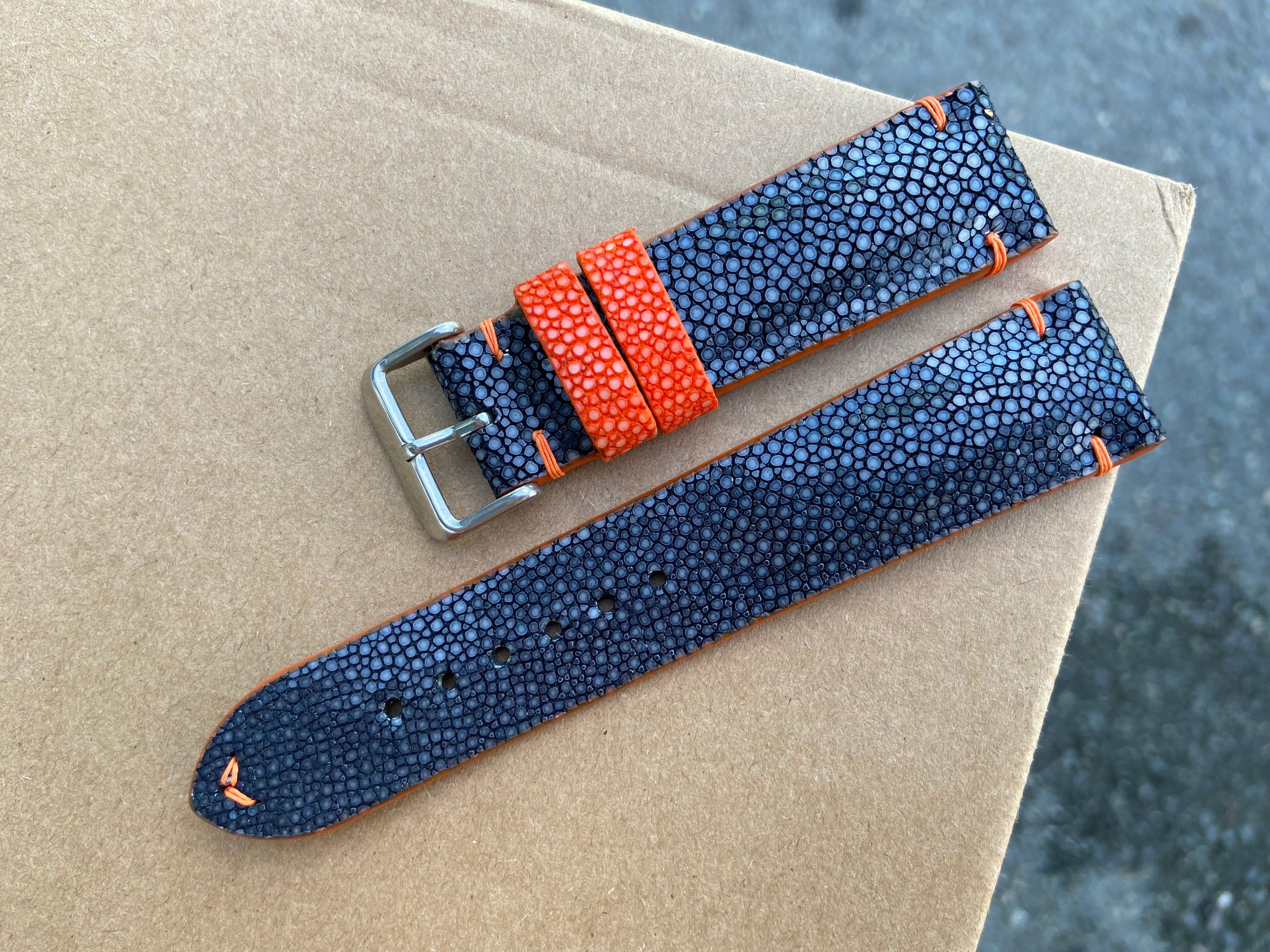Black Real Stingray Leather Watch Strap Band Leather Watch - Etsy