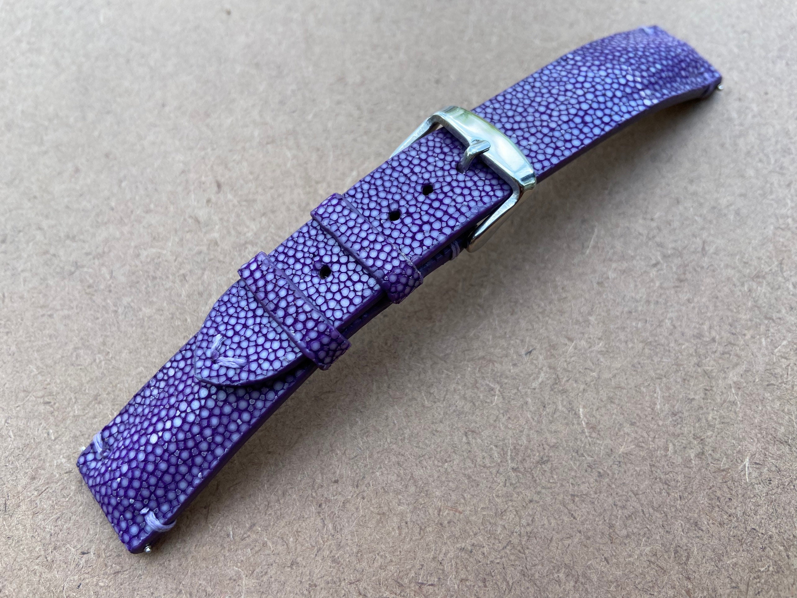 Purple Genuine Stingray Leather Watch Strap Band, Leather Watch Strap ...