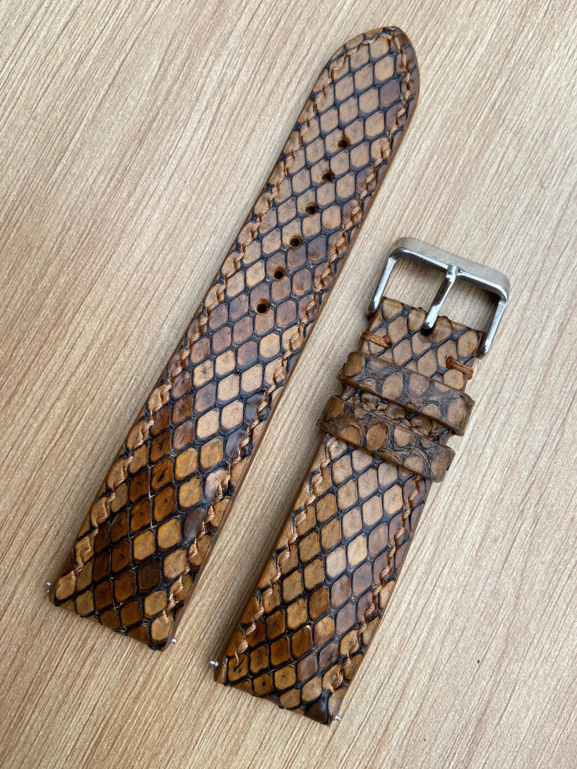 Brown Genuine Snake Leather Watch Strap Band, Leather Watch Strap ...