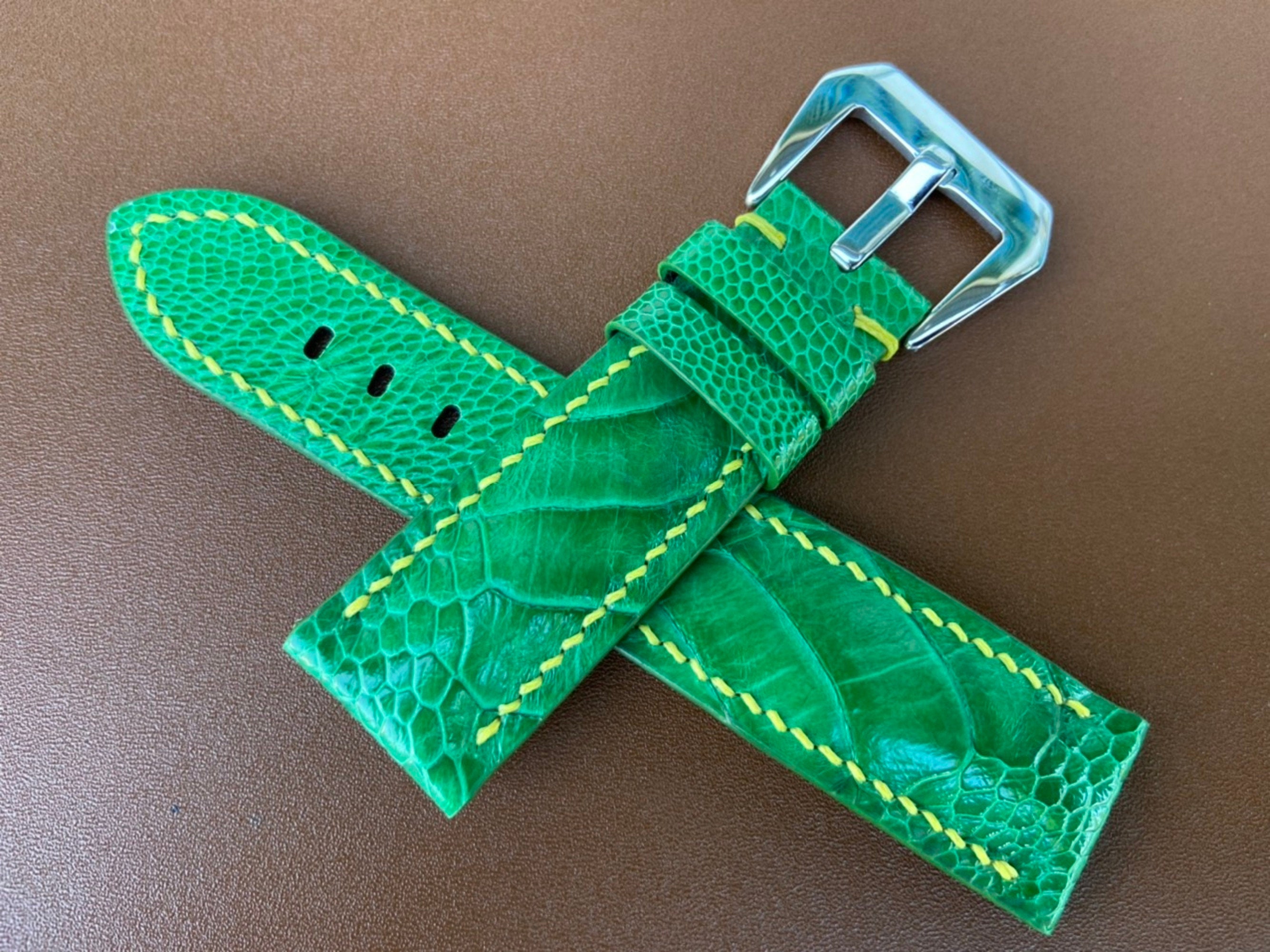 Green Genuine Ostrich Leather Watch Strap Band Leather Watch - Etsy
