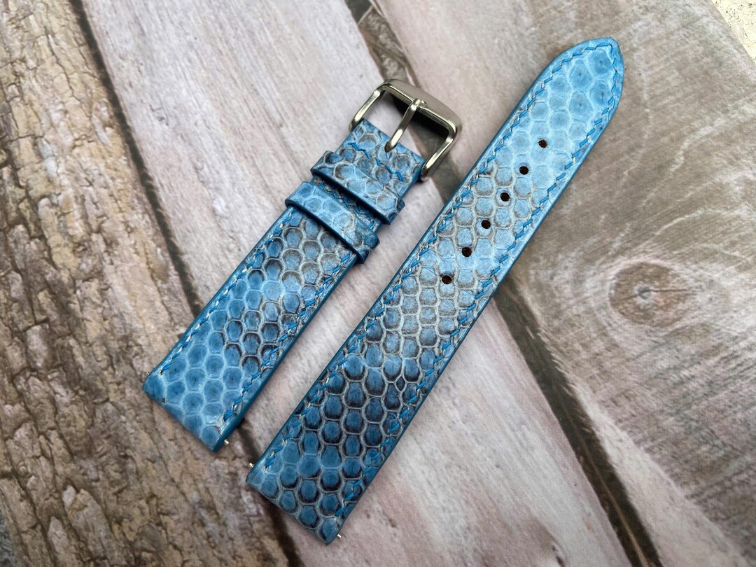 Blue Genuine Snake Leather Watch Strap Band, Leather Watch Strap ...