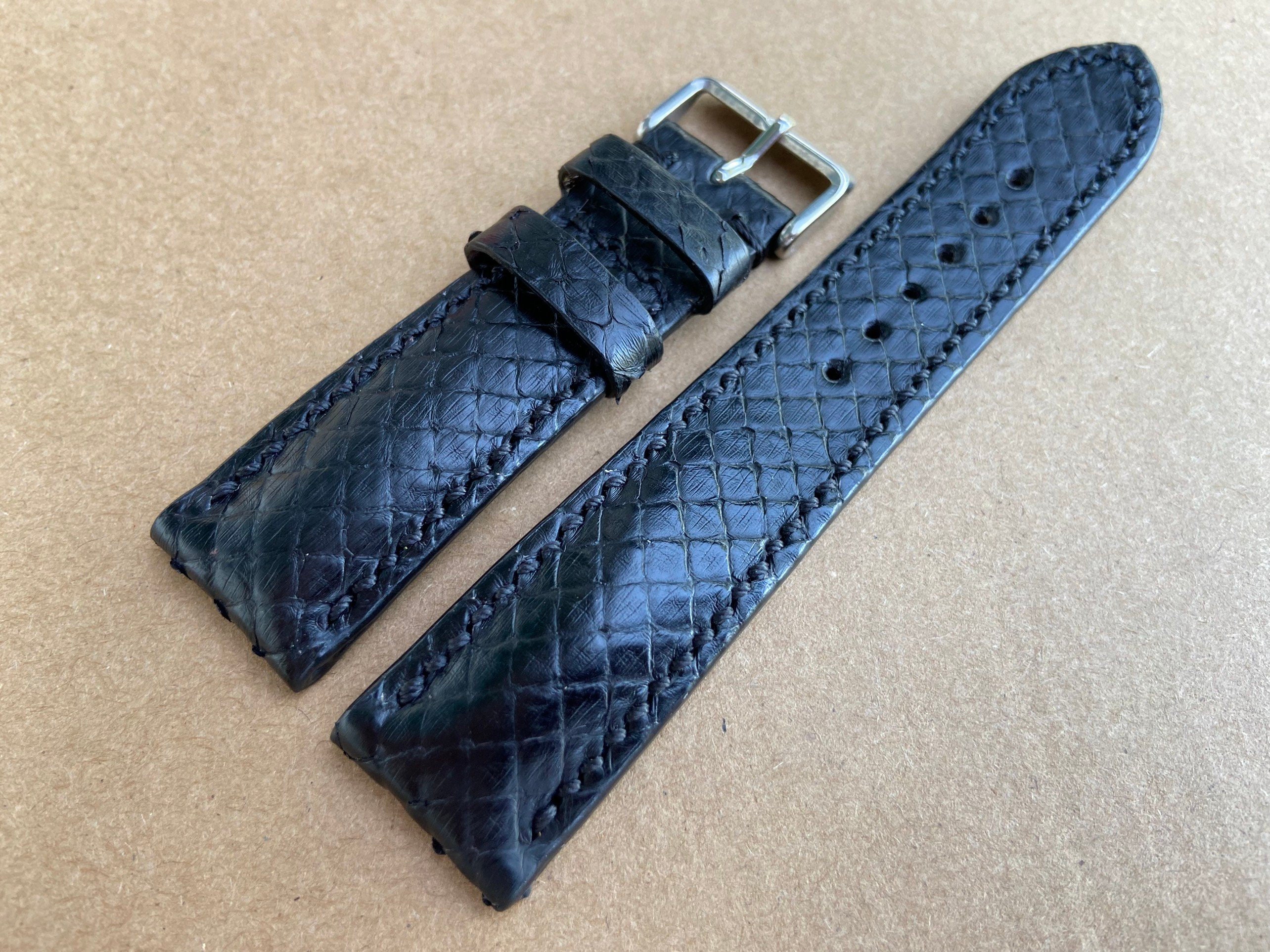 Black Genuine Snake Leather Watch Strap Band Leather Watch - Etsy
