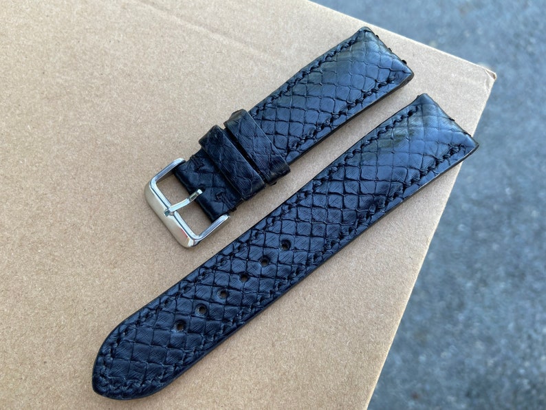 Black Genuine Snake Leather Watch Strap Band Leather Watch - Etsy