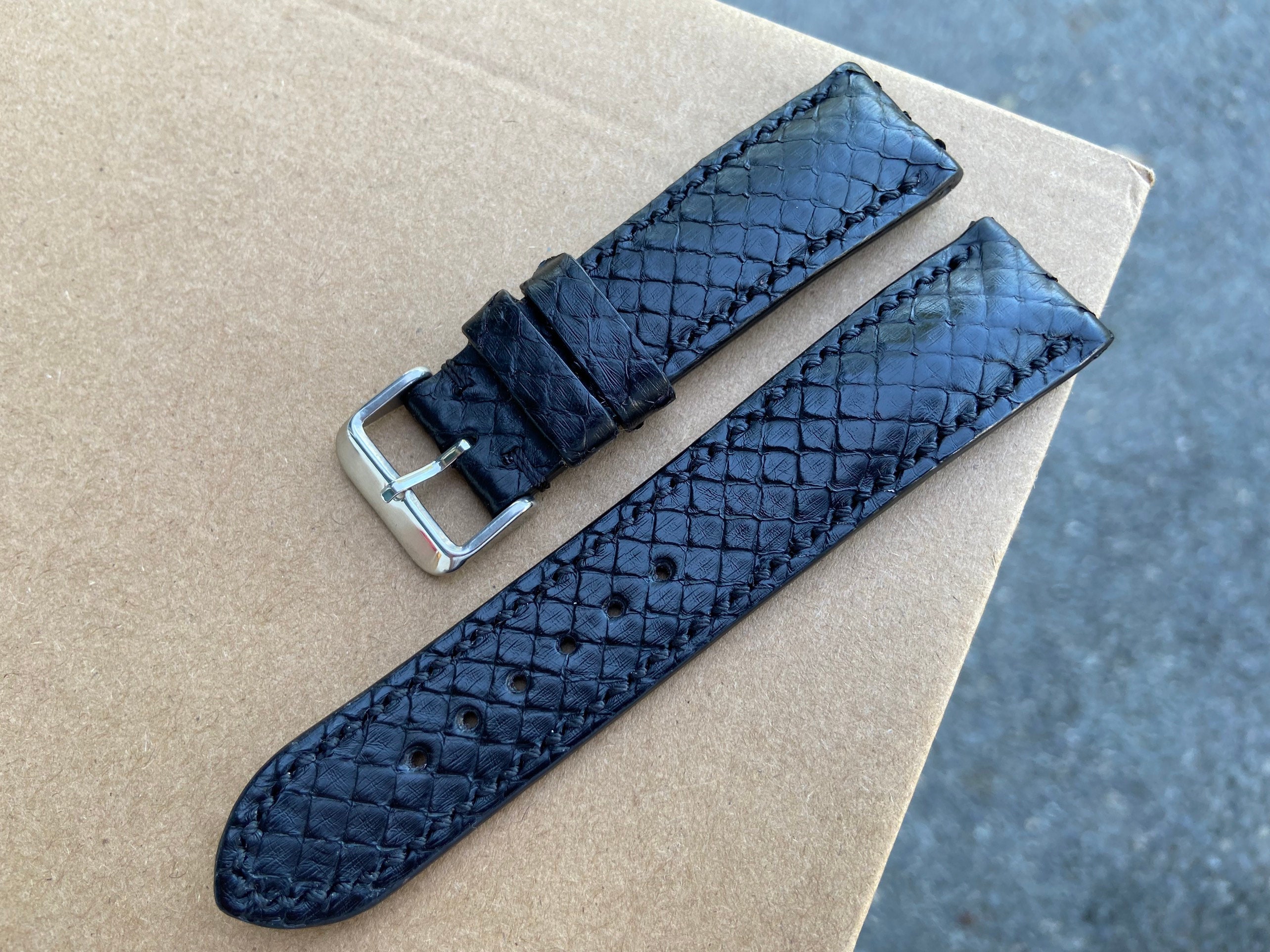 Black Genuine Snake Leather Watch Strap Band Leather Watch - Etsy