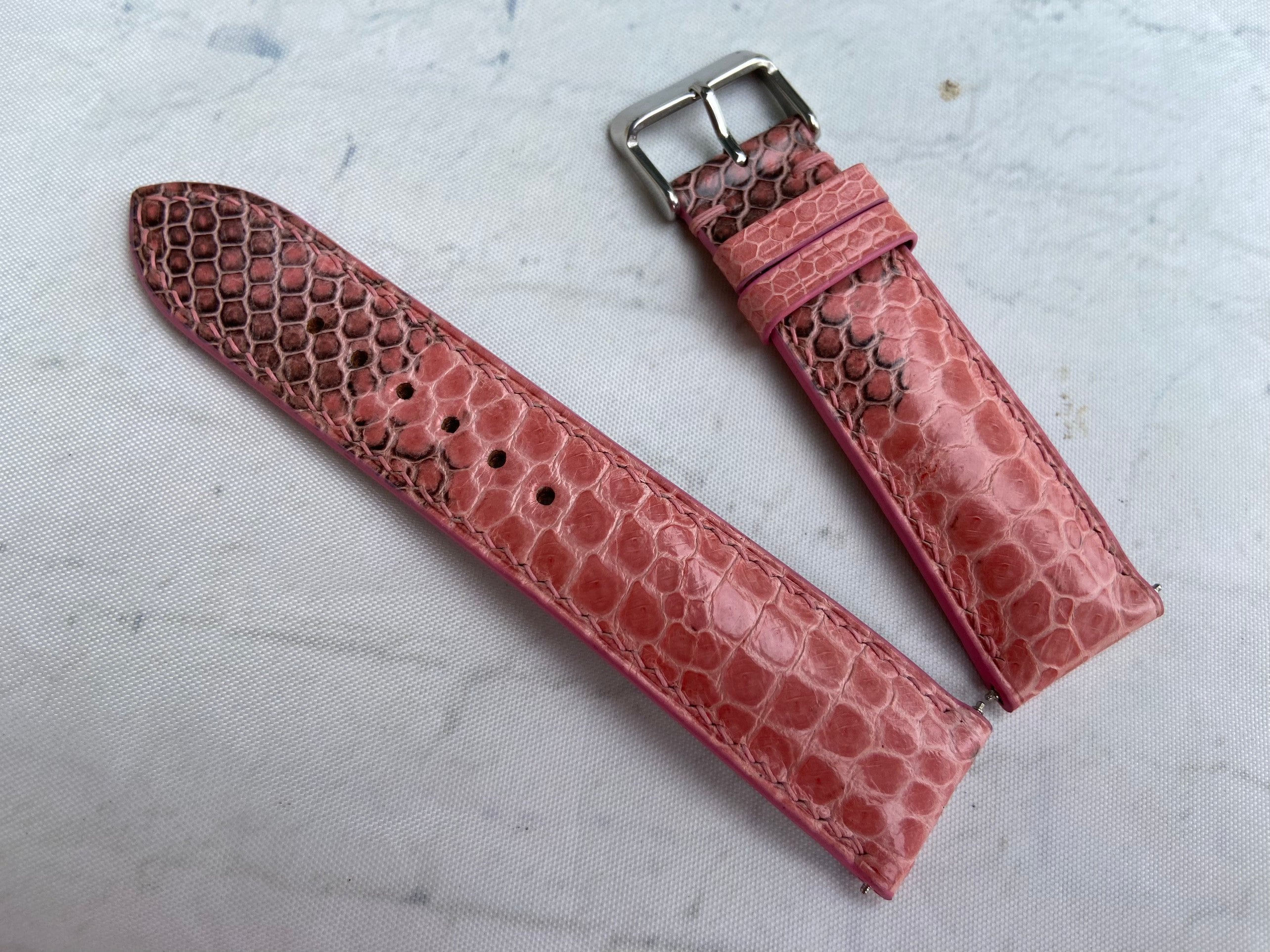 Pink Genuine Snake Leather Watch Strap Band Leather Watch - Etsy