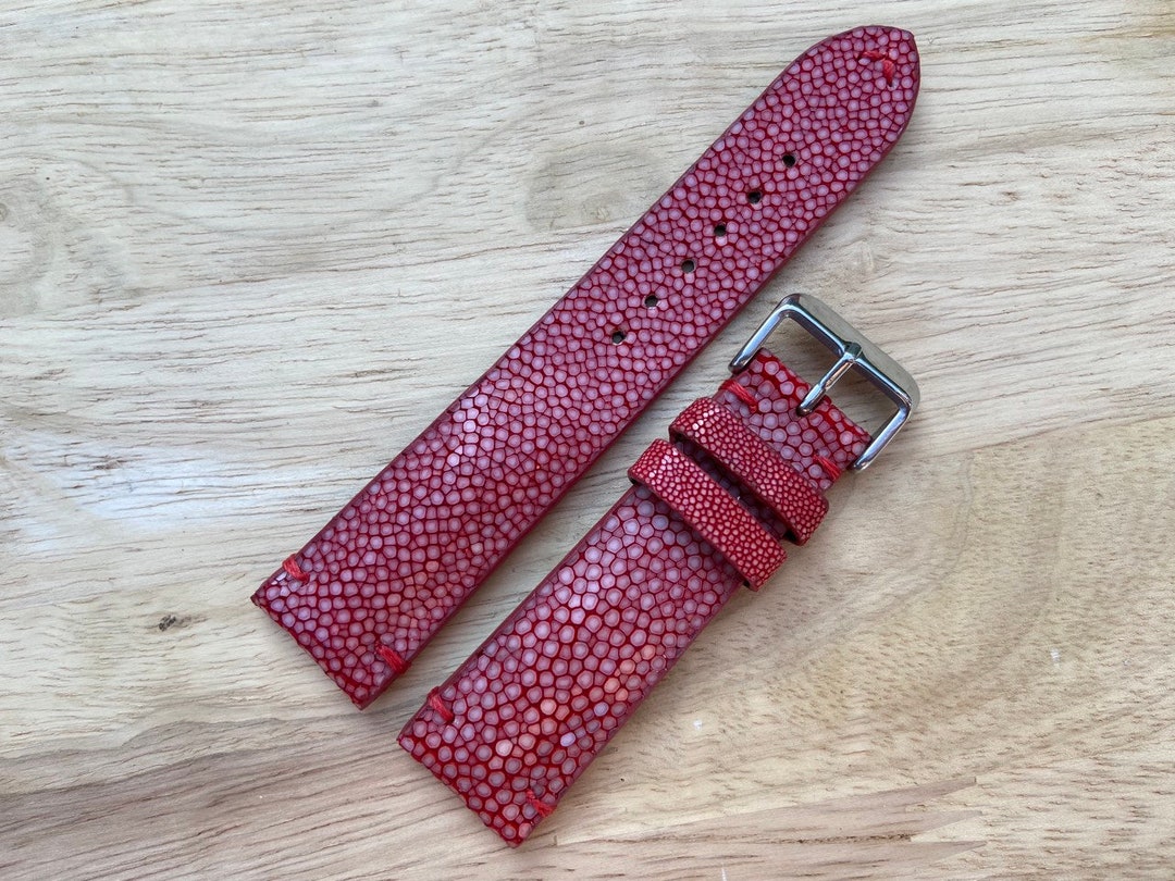 Burgundy Genuine Stingray Leather Watch Strap Band, Leather Watch Strap ...