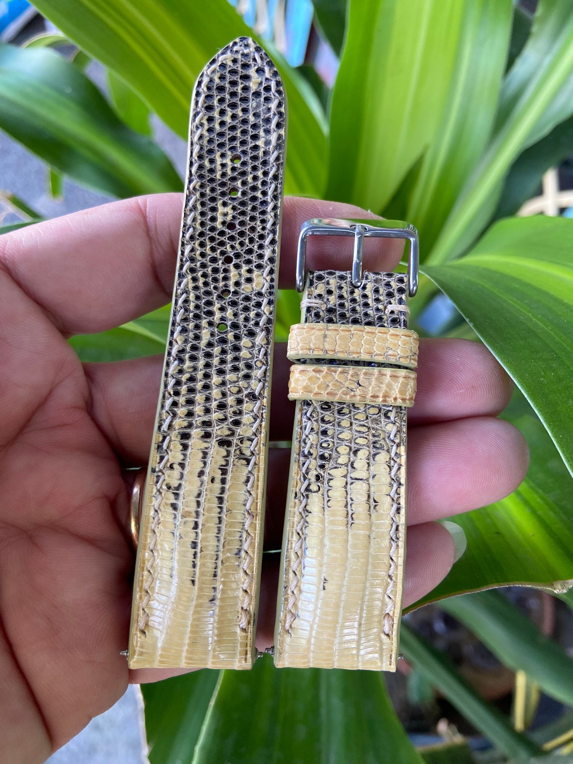 Beige Color Genuine Lizard Leather Watch Strap Band, Leather Watch ...