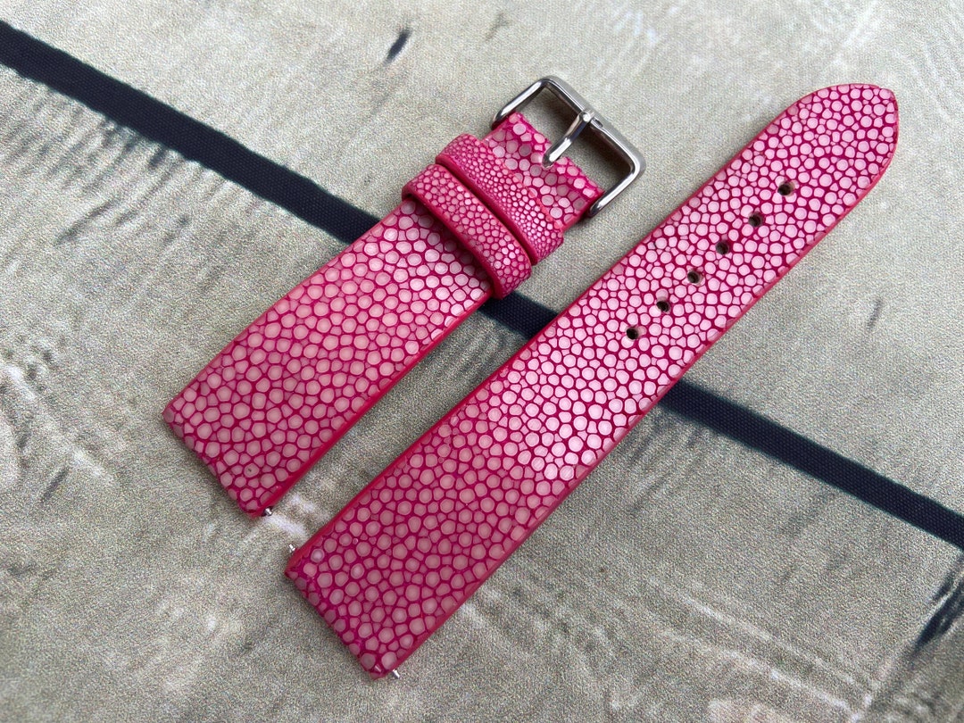 Pink Genuine Stingray Leather Watch Strap Band, Leather Watch Strap ...
