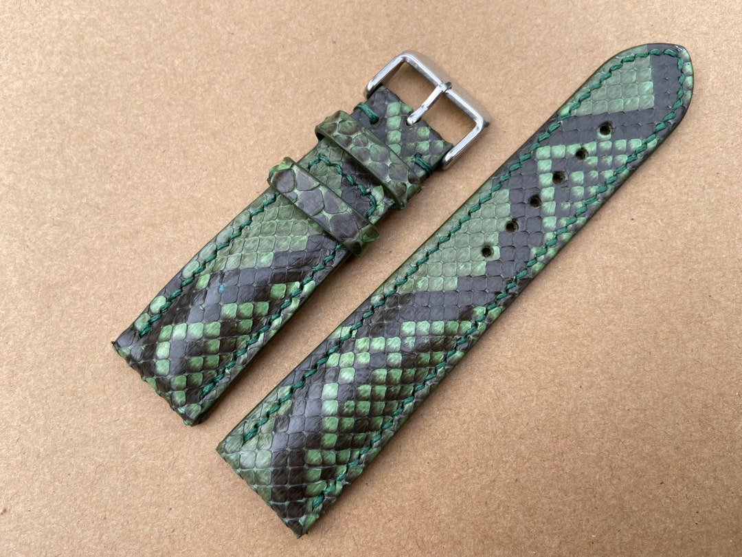 Moss Green Genuine Snake Leather Watch Strap Band, Leather Watch Strap ...
