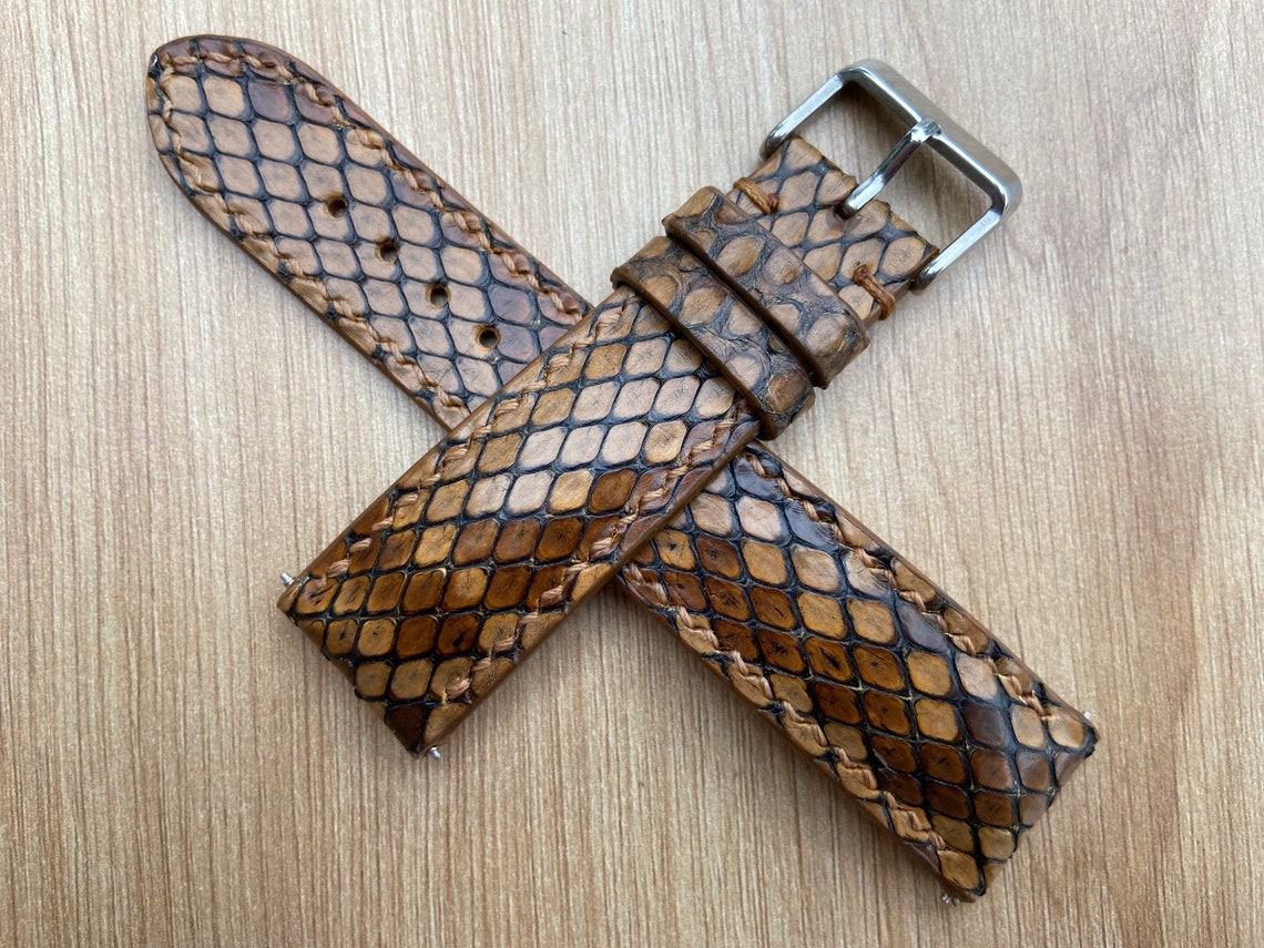 Brown Genuine Snake Leather Watch Strap Band Leather Watch - Etsy