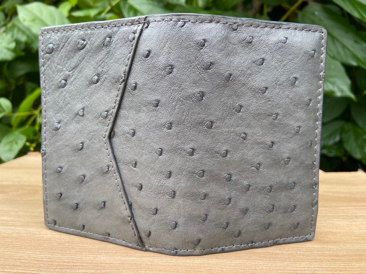 Gray Genuine Ostrich Skin Credit Cardholder, Wallet for Men, Gift for ...