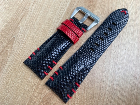 Black Genuine Lizard Leather Watch Strap Band Leather Watch - Etsy