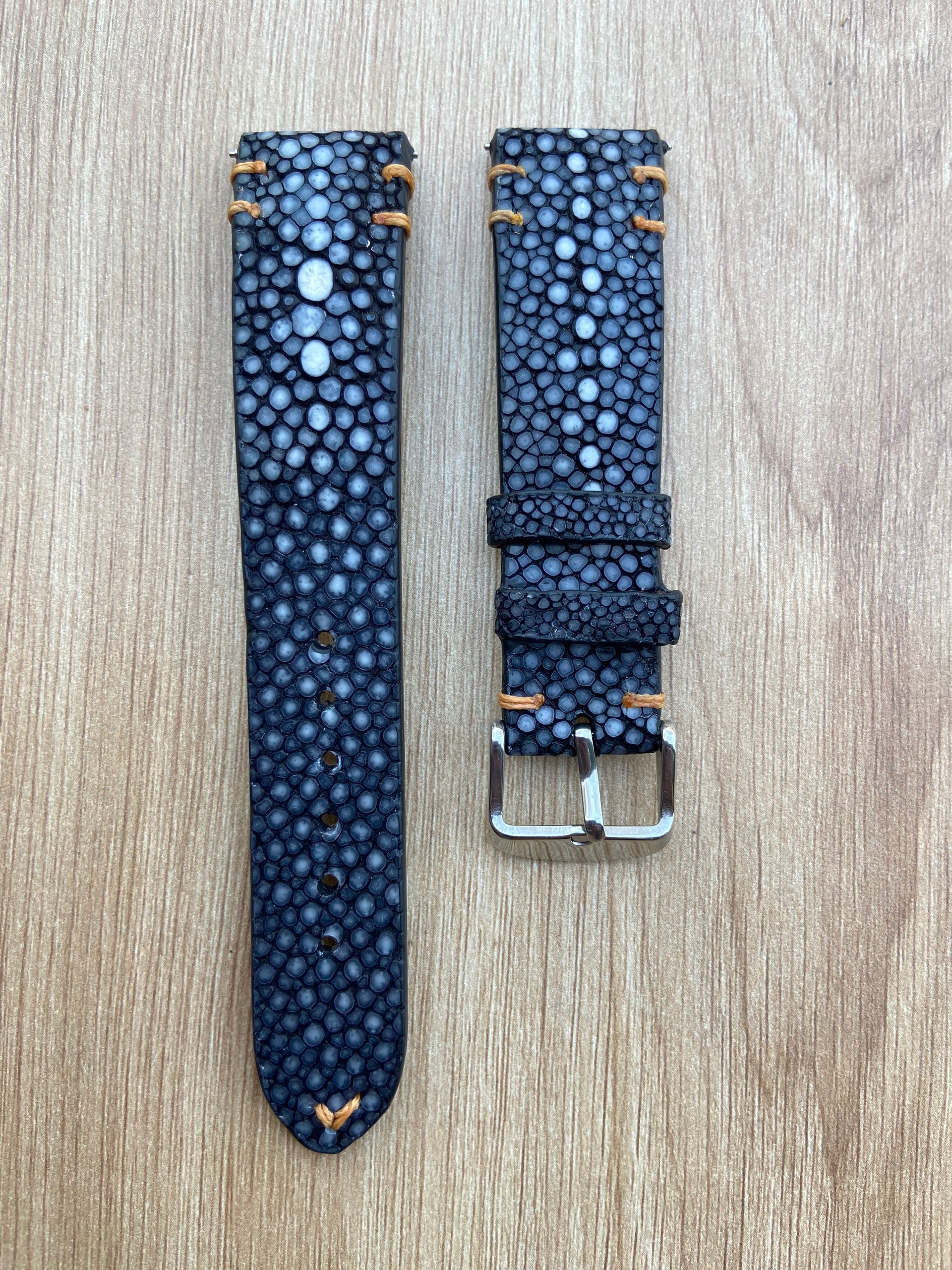 Black Genuine Stingray Leather Watch Strap Band, Leather Watch Strap ...
