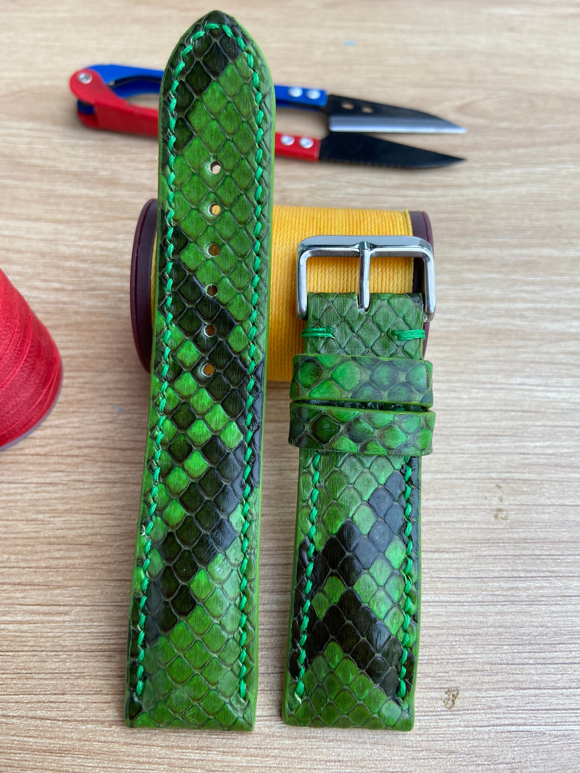 Green Genuine Snake Leather Watch Strap Band Leather Watch - Etsy