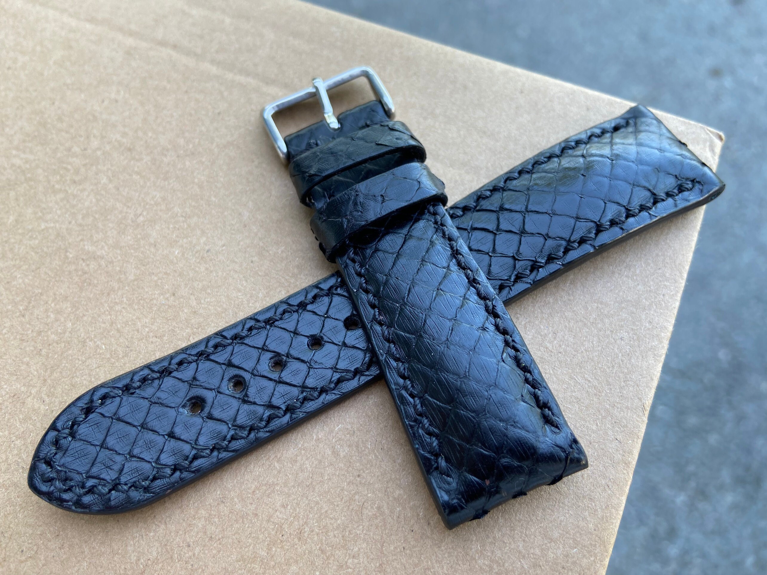 Black Genuine Snake Leather Watch Strap Band Leather Watch - Etsy