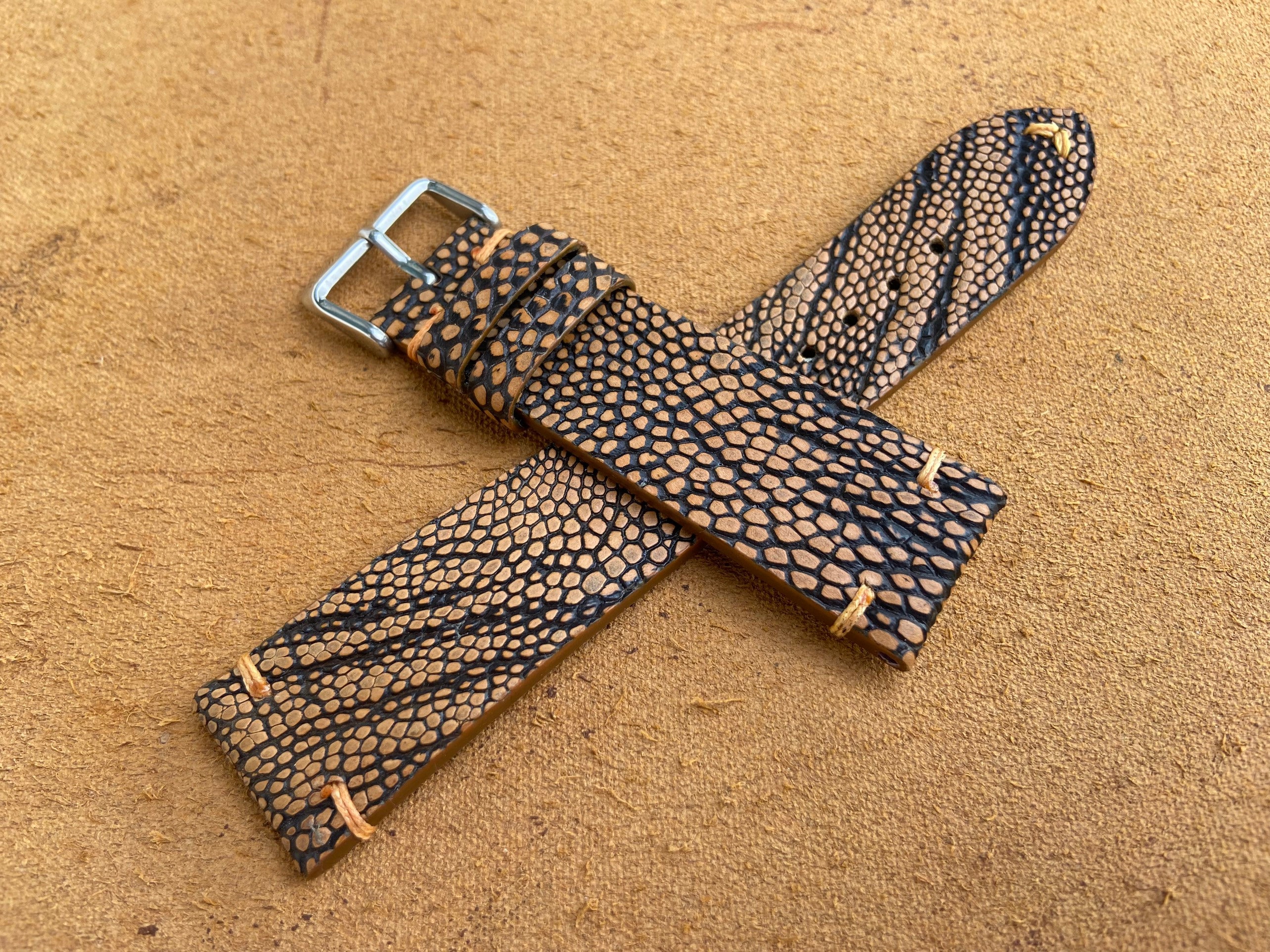 Brown Genuine Ostrich Leather Watch Strap Band, Leather Watch Strap ...