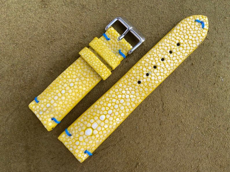 Yellow Genuine Stingray Leather Watch Strap Band, Leather Watch Strap ...