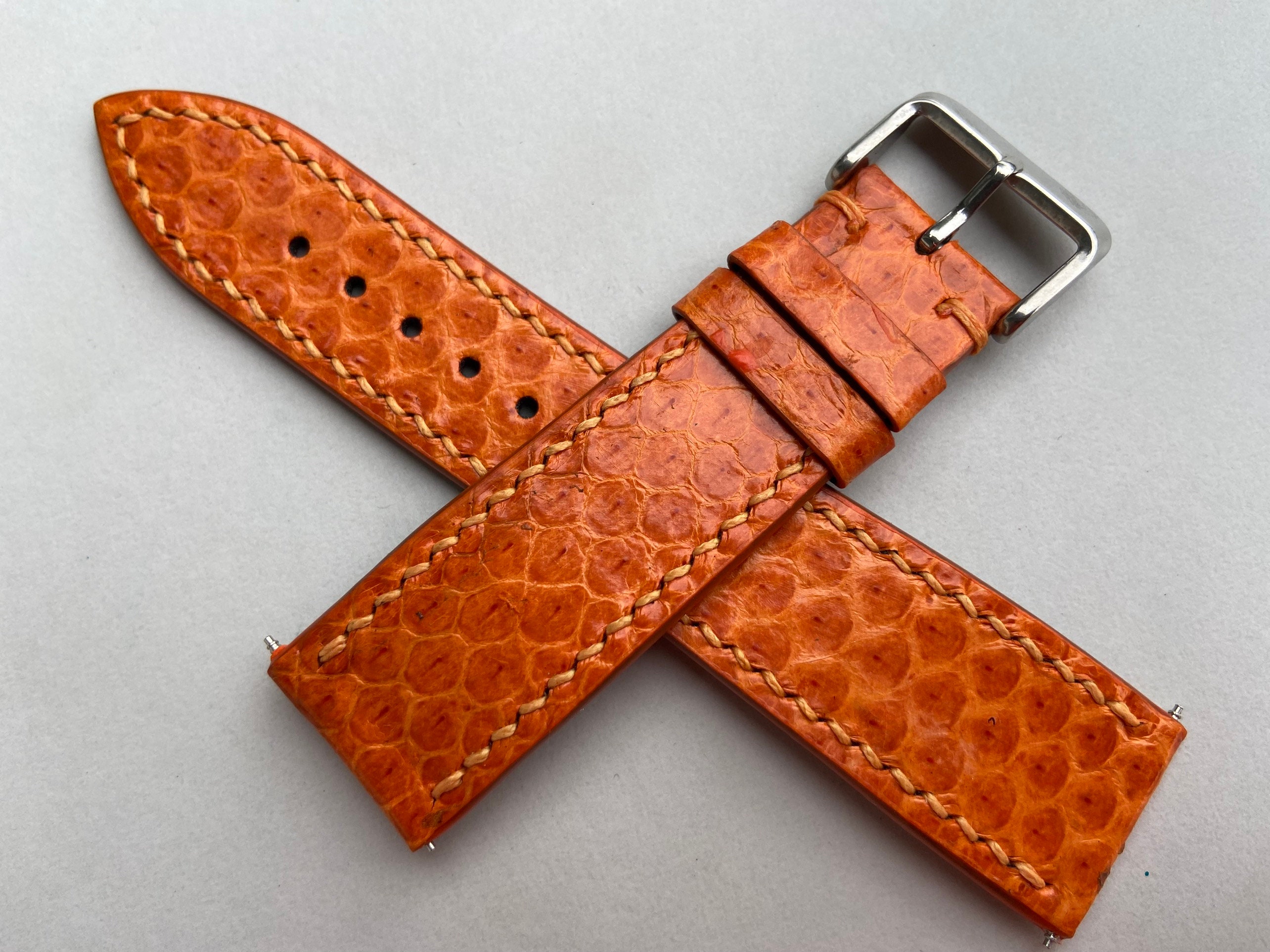 Orange Genuine Snake Leather Watch Strap Band Leather Watch - Etsy