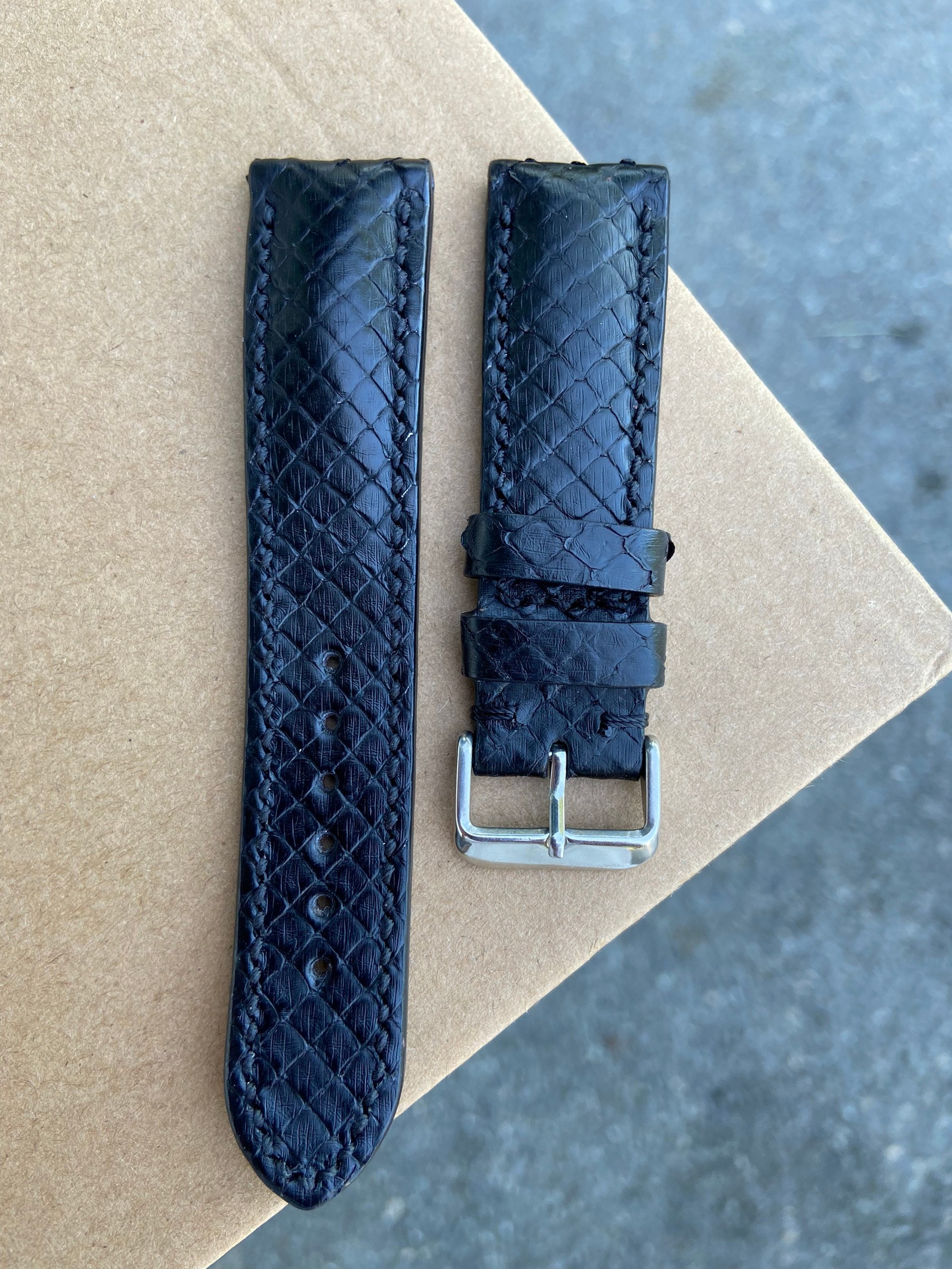 Black Genuine Snake Leather Watch Strap Band Leather Watch - Etsy