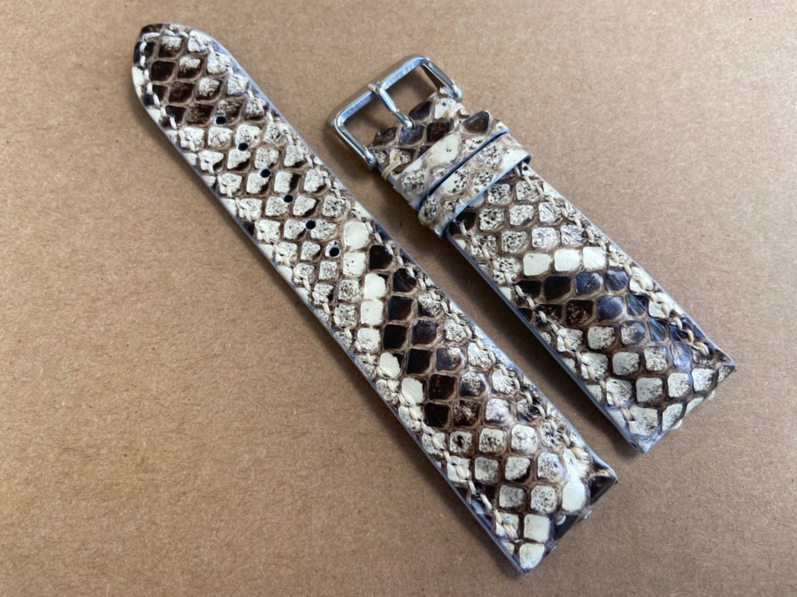 Gray Genuine Snake Leather Watch Strap Band, Leather Watch Strap ...