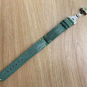 Green Genuine Stingray Leather Watch Strap Band, Leather Watch Strap ...