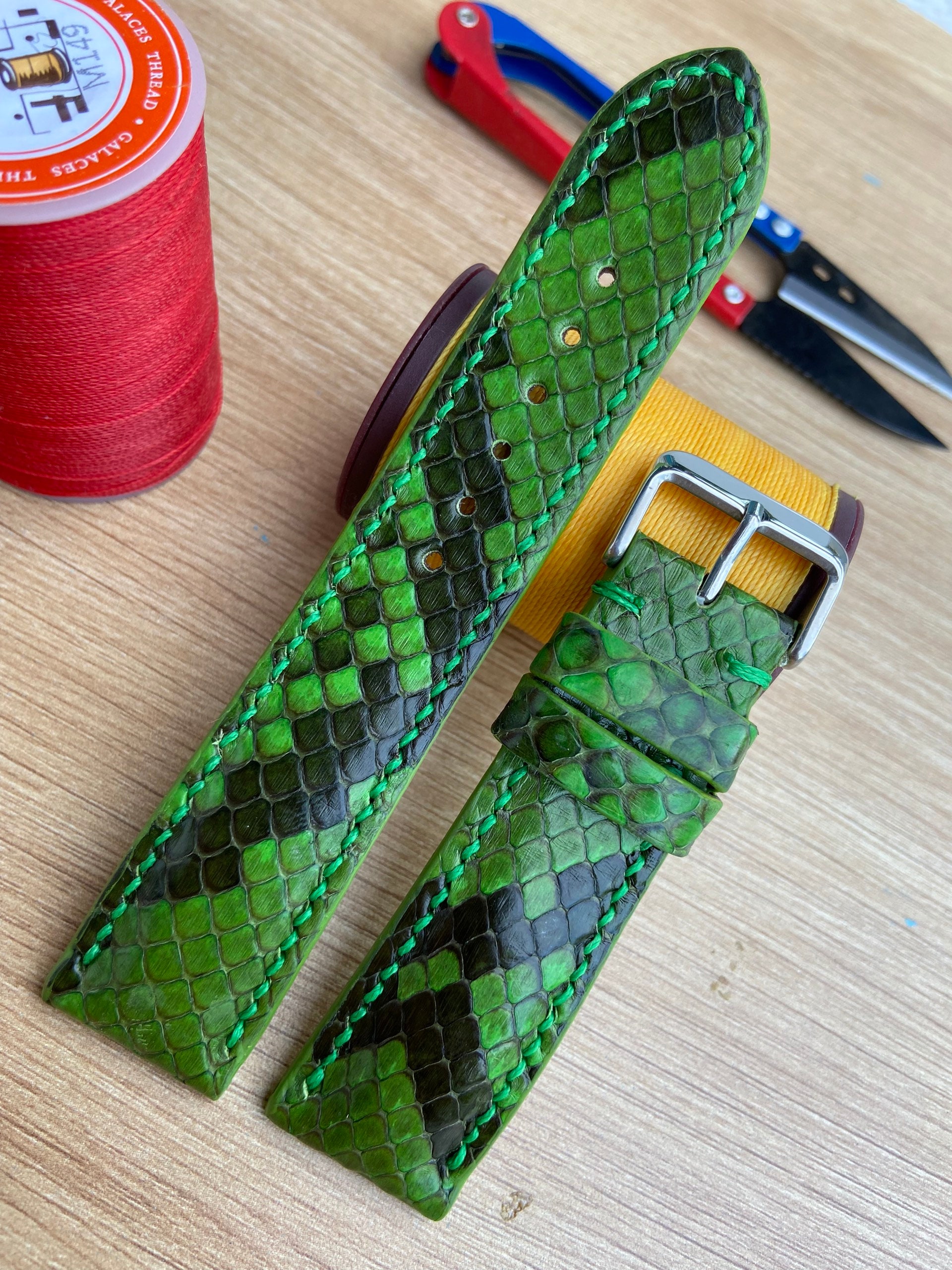 Green Genuine Snake Leather Watch Strap Band Leather Watch - Etsy