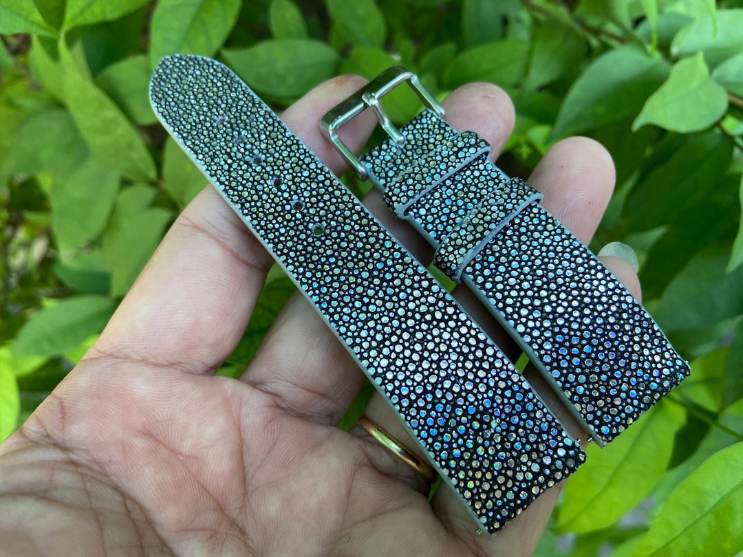 Hologram Silver Genuine Stingray Leather Watch Strap Band, Leather ...