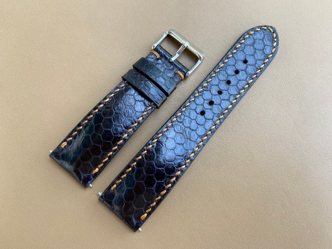 Black Genuine Snake Leather Watch Strap Band Leather Watch - Etsy