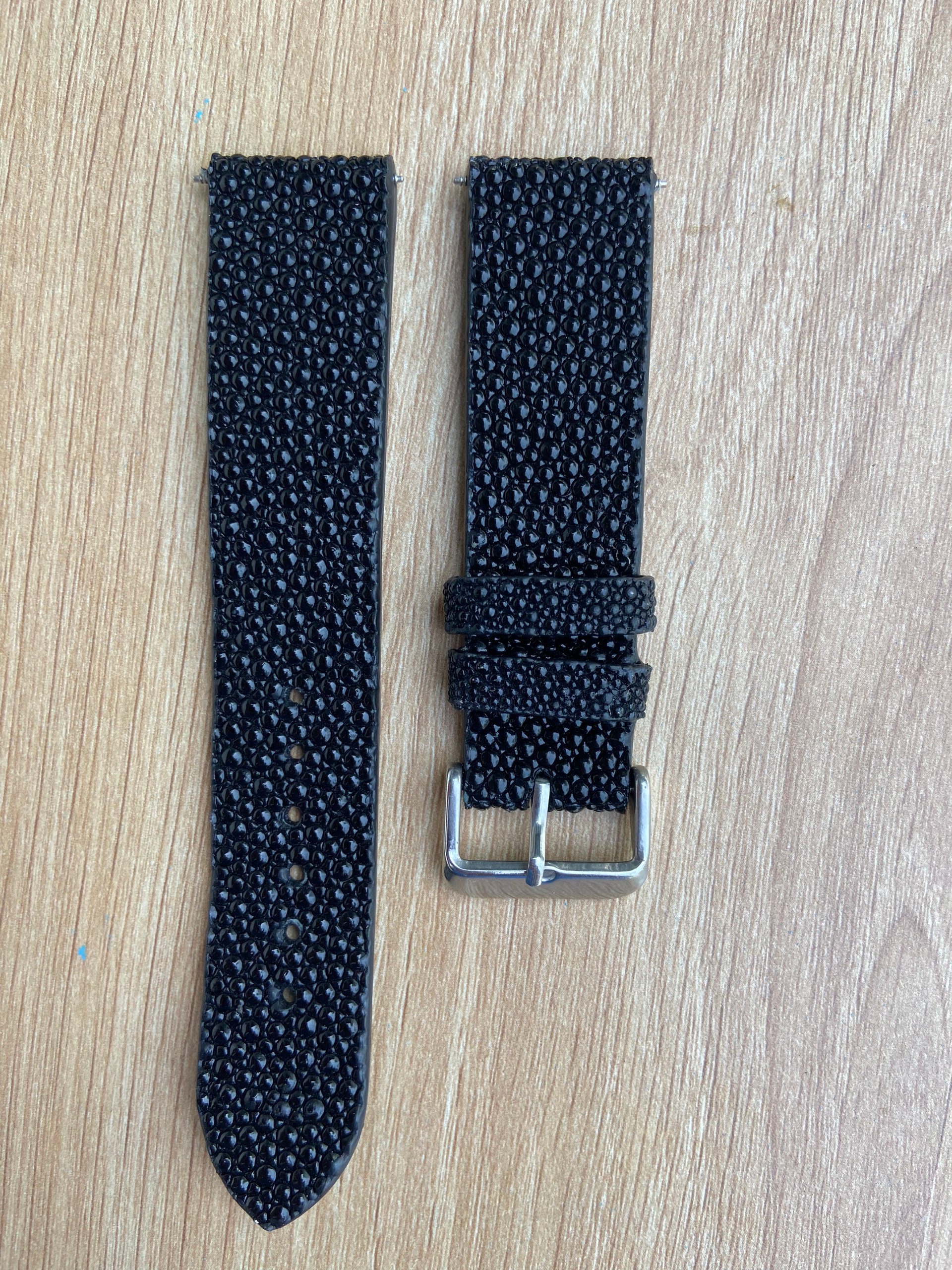 Black Real Stingray Leather Watch Strap Band, Leather Watch Strap ...