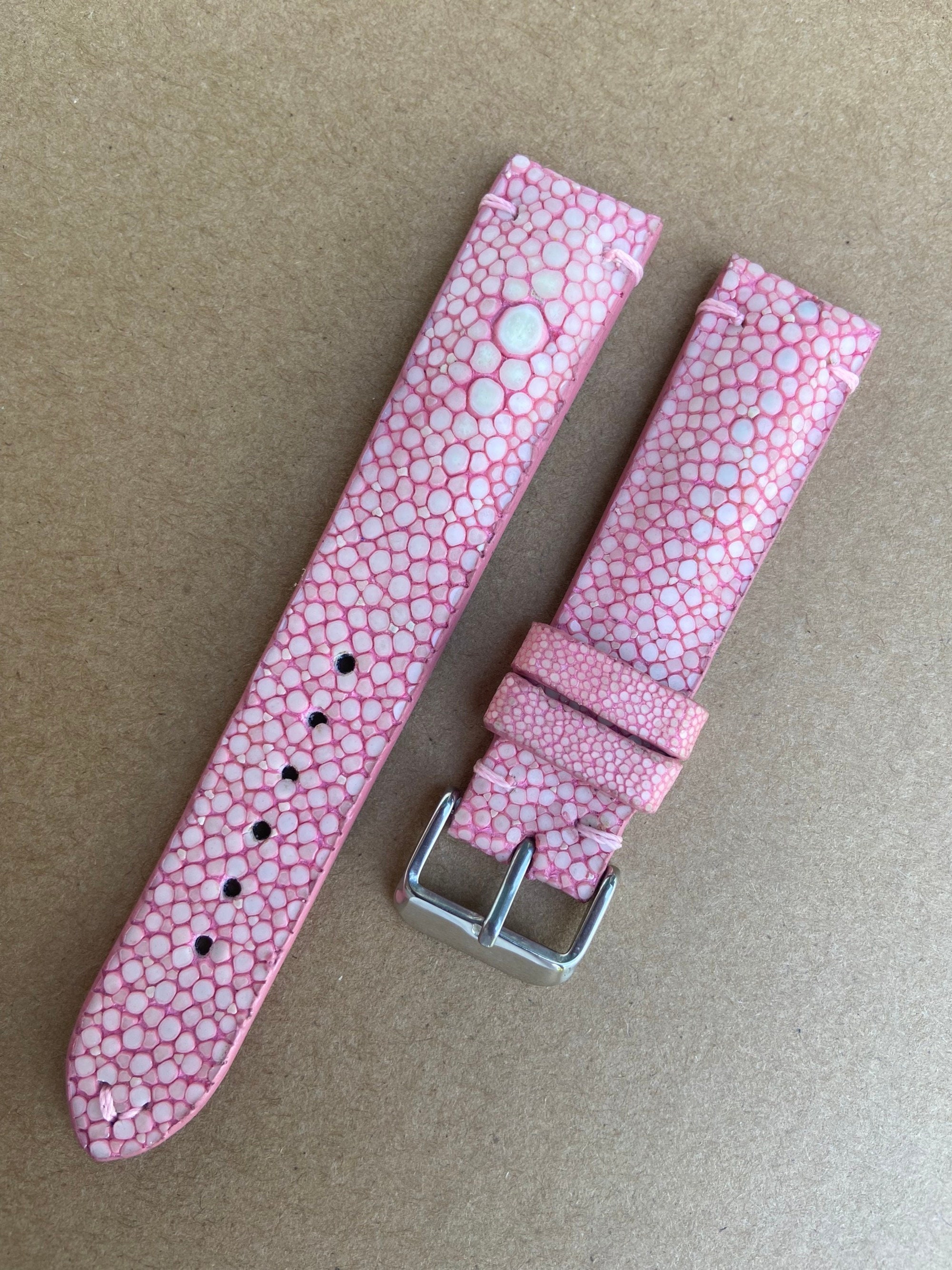 Pink Genuine Stingray Leather Watch Strap Band, Leather Watch Strap ...