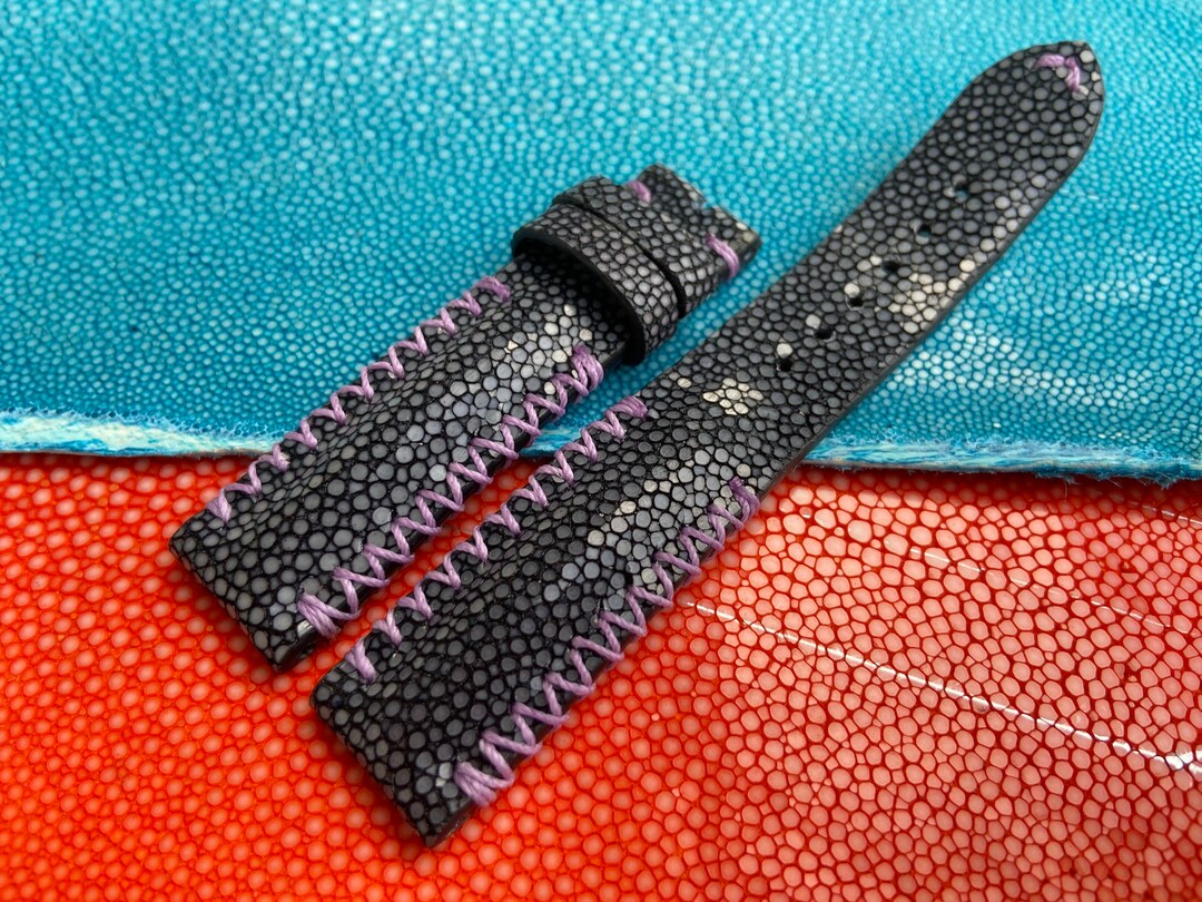 Black Genuine Stingray Leather Watch Strap Band, Leather Watch Strap ...
