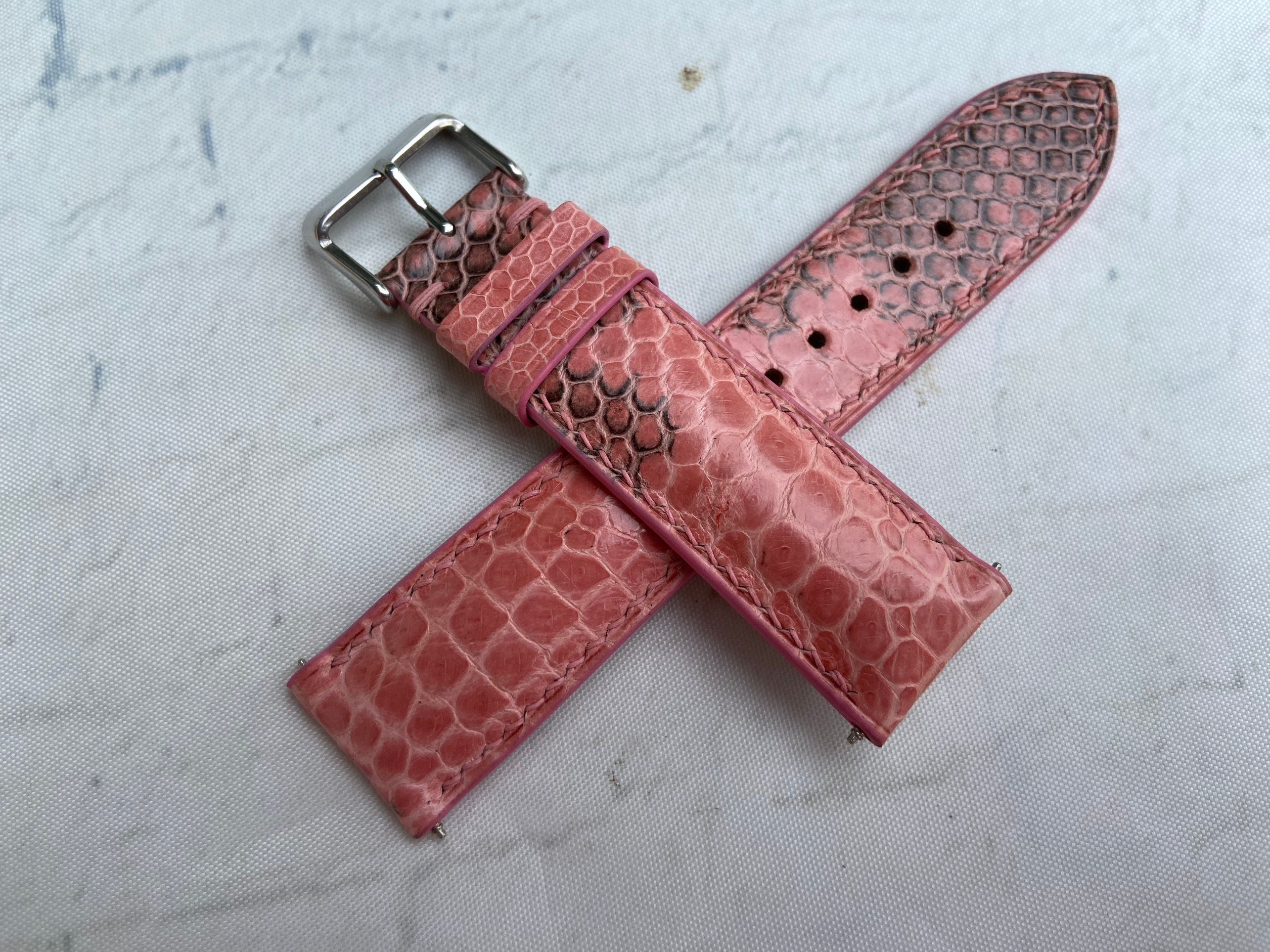 Pink Genuine Snake Leather Watch Strap Band Leather Watch - Etsy