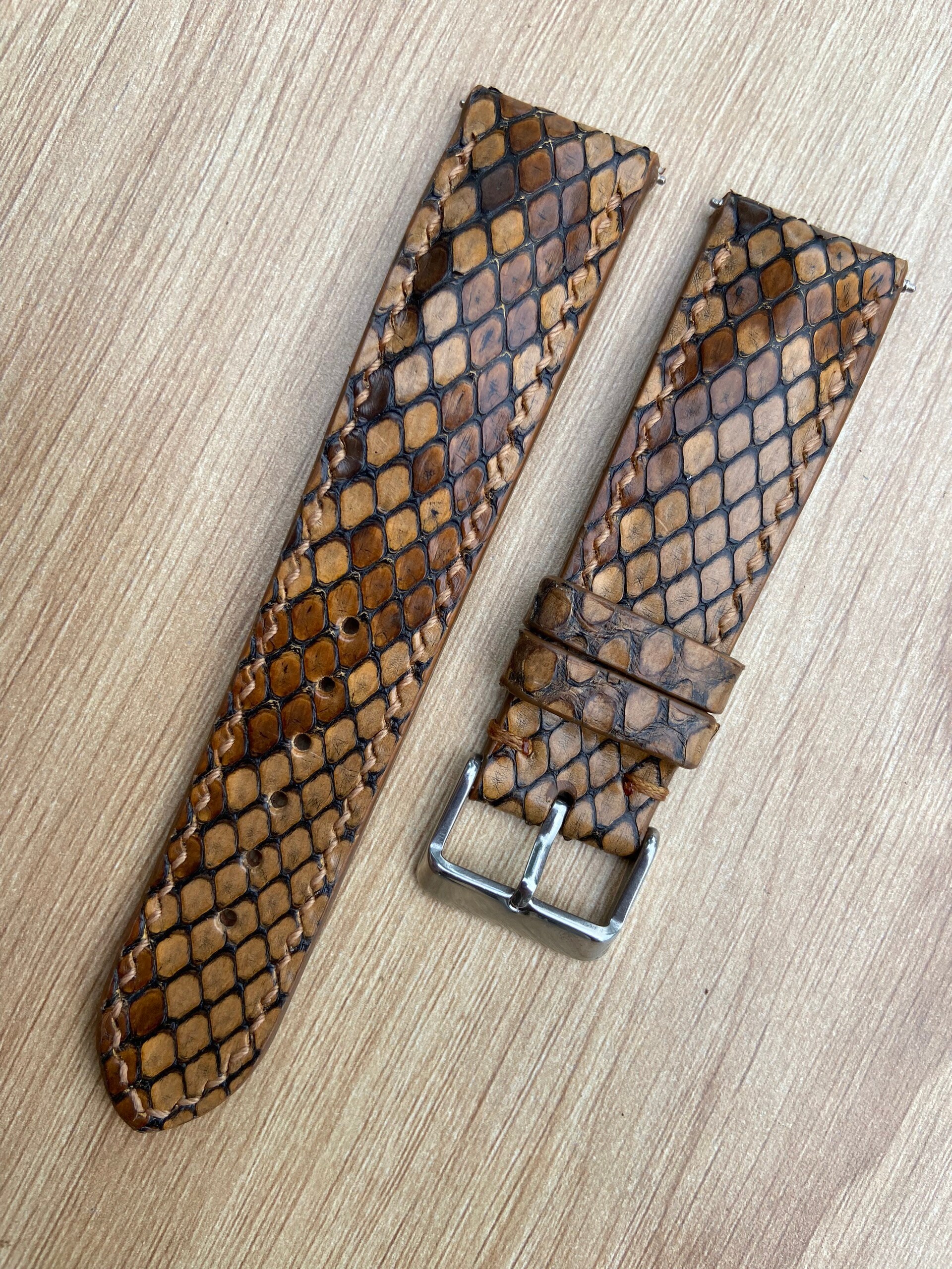 Brown Genuine Snake Leather Watch Strap Band, Leather Watch Strap ...