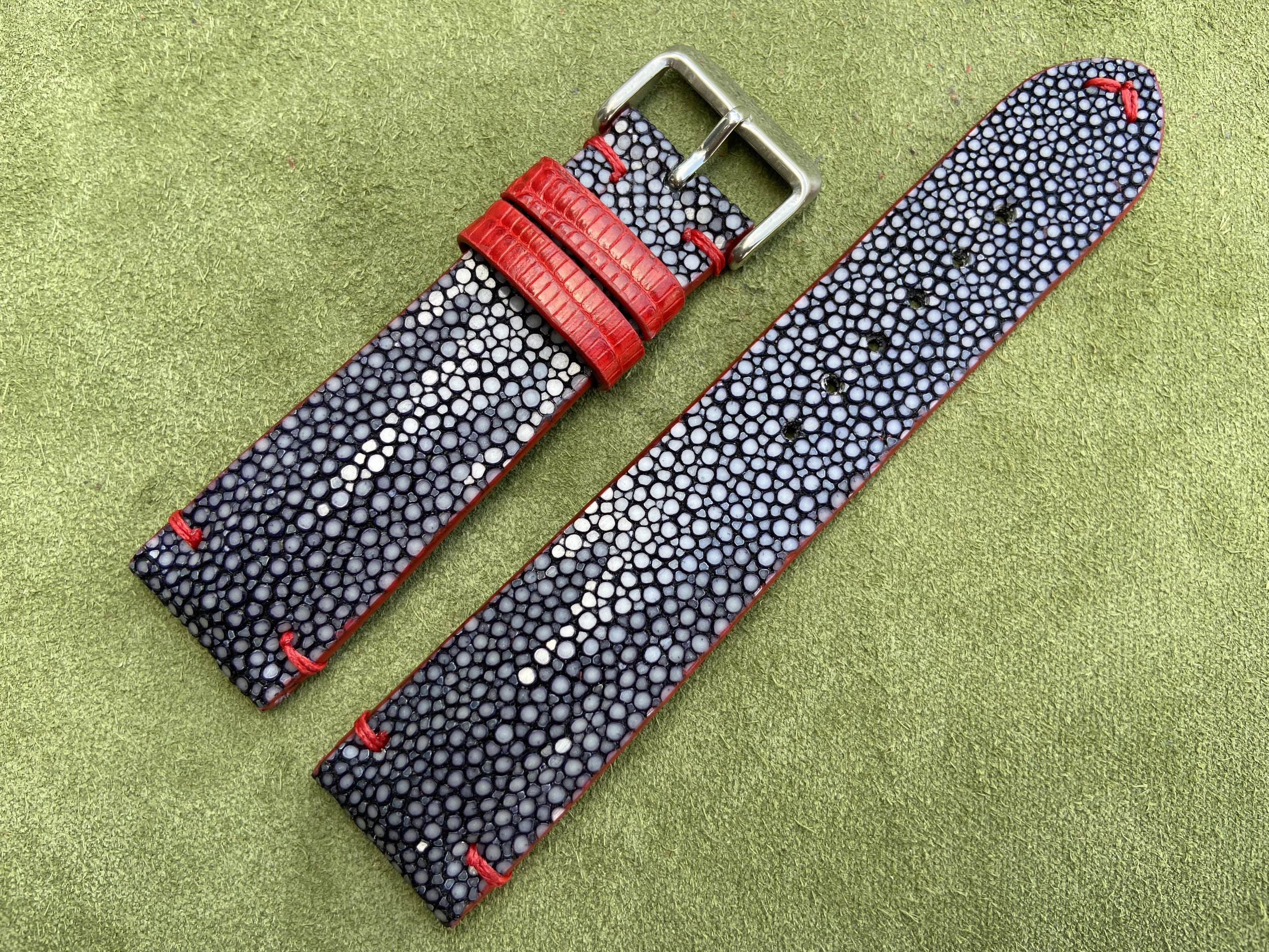 Black Genuine Stingray Leather Watch Strap Band, Leather Watch Strap ...