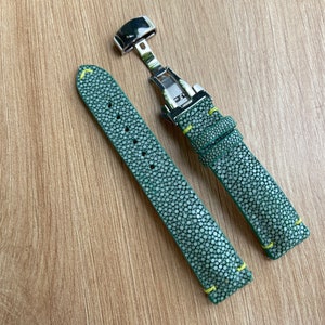 Green Genuine Stingray Leather Watch Strap Band, Leather Watch Strap ...