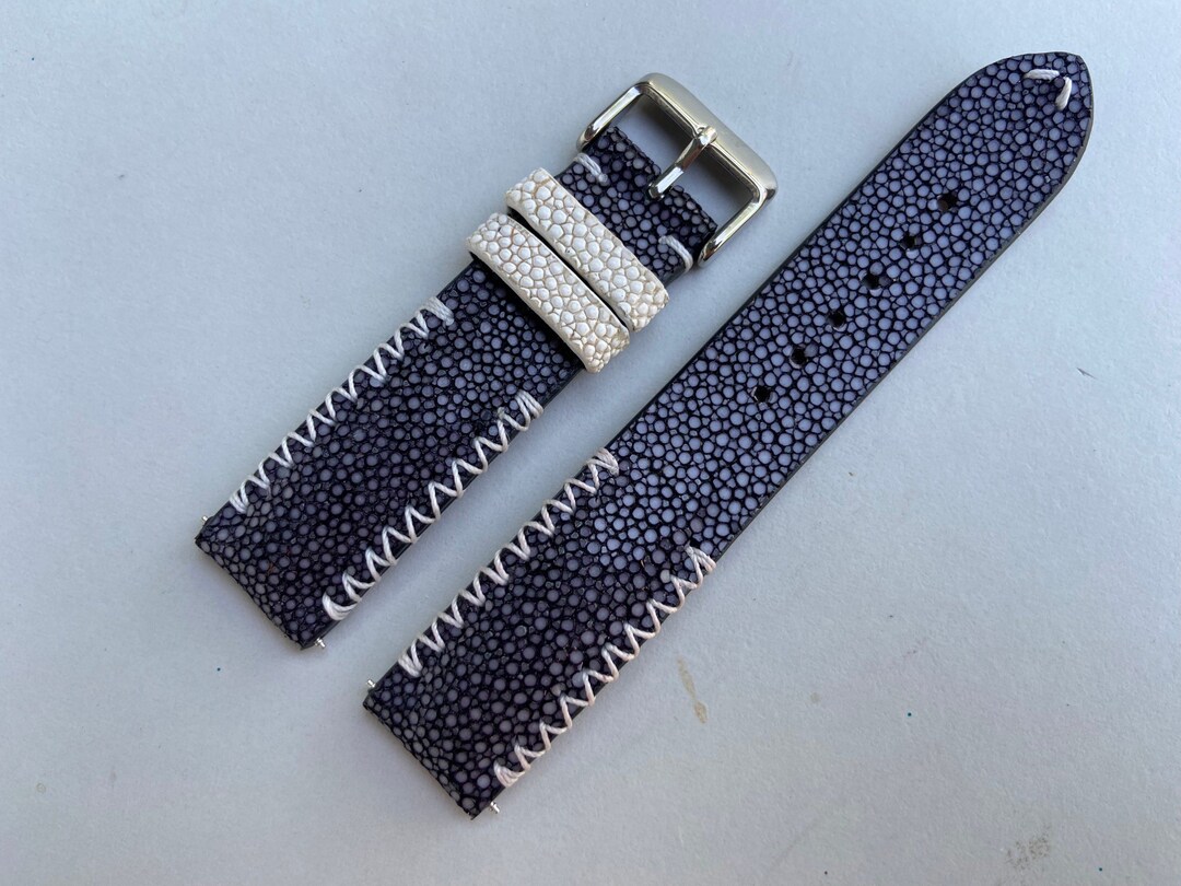Black Genuine Stingray Leather Watch Strap Band, Leather Watch Strap ...