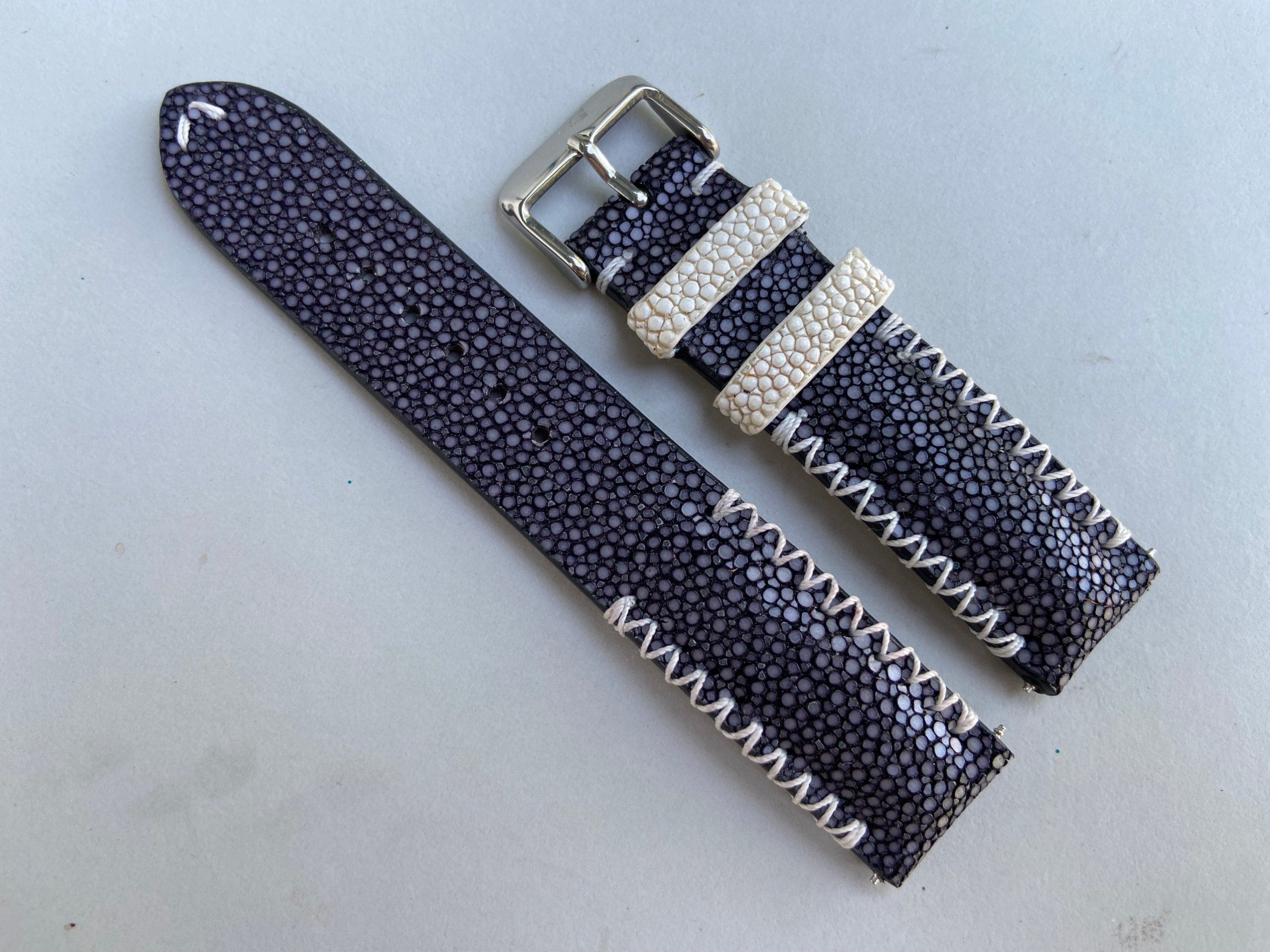 Black Genuine Stingray Leather Watch Strap Band, Leather Watch Strap ...
