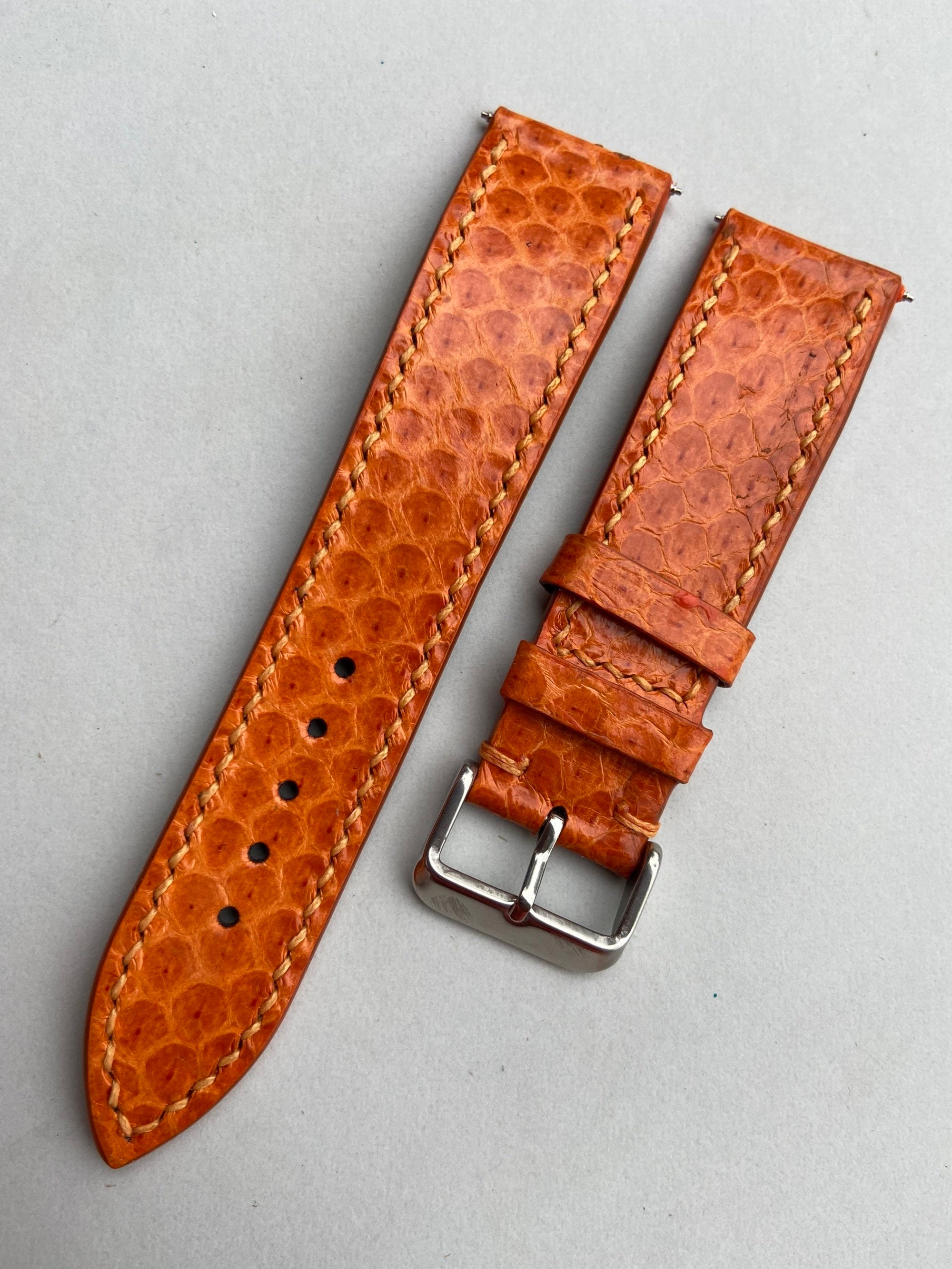 Orange Genuine Snake Leather Watch Strap Band Leather Watch - Etsy