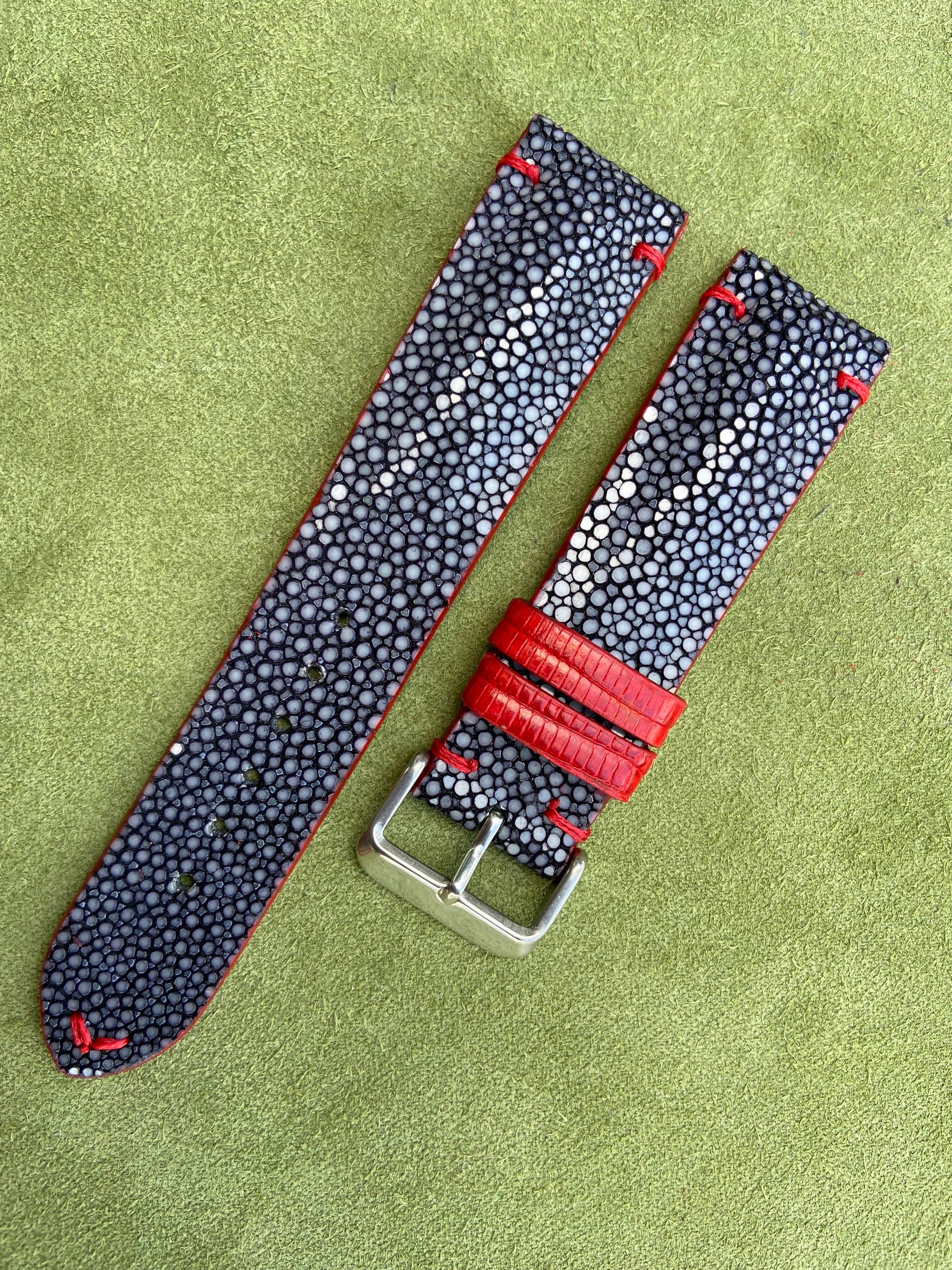 Black Genuine Stingray Leather Watch Strap Band, Leather Watch Strap ...