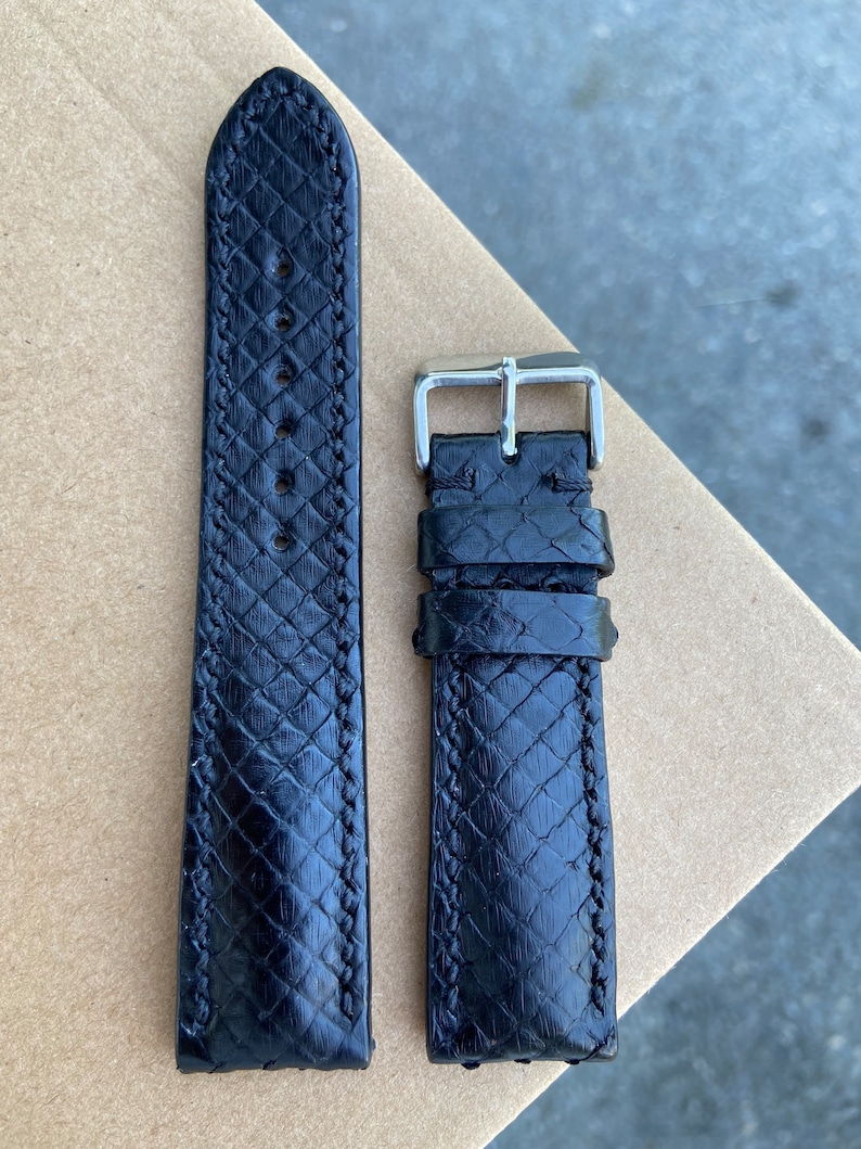 Black Genuine Snake Leather Watch Strap Band Leather Watch - Etsy