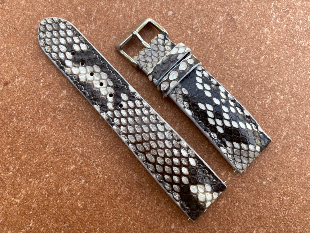 Gray Genuine Snake Leather Watch Strap Band, Leather Watch Strap, Handmade Watch Strap Band 26mm ...