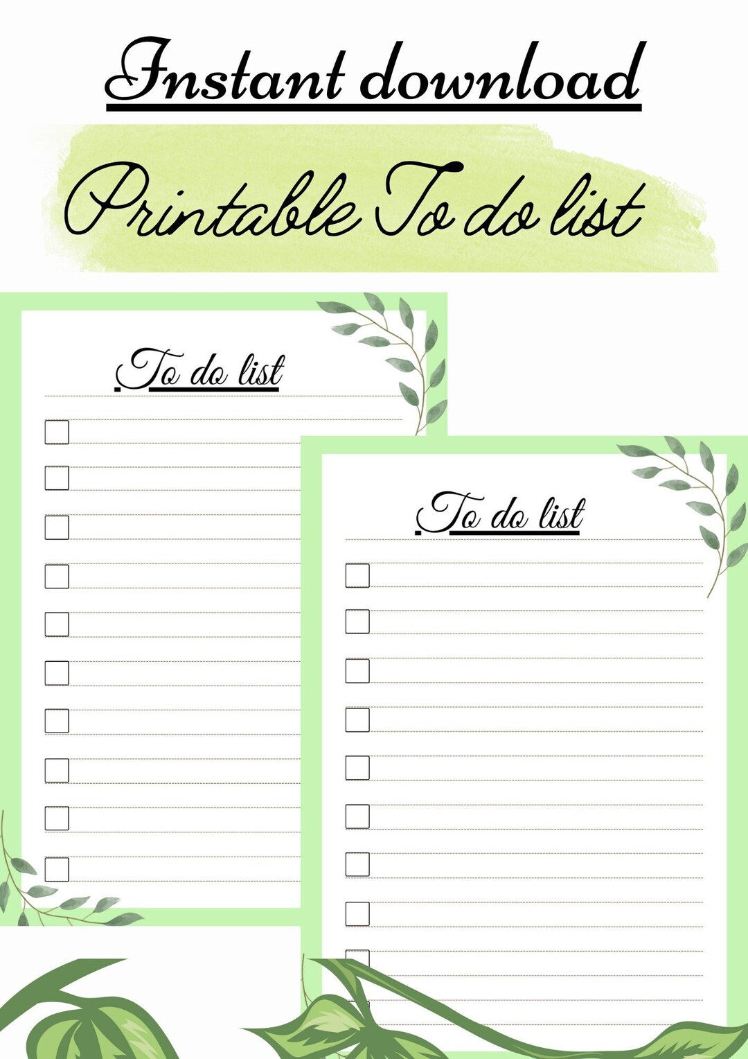 A4 Printable Green to Do List - Etsy