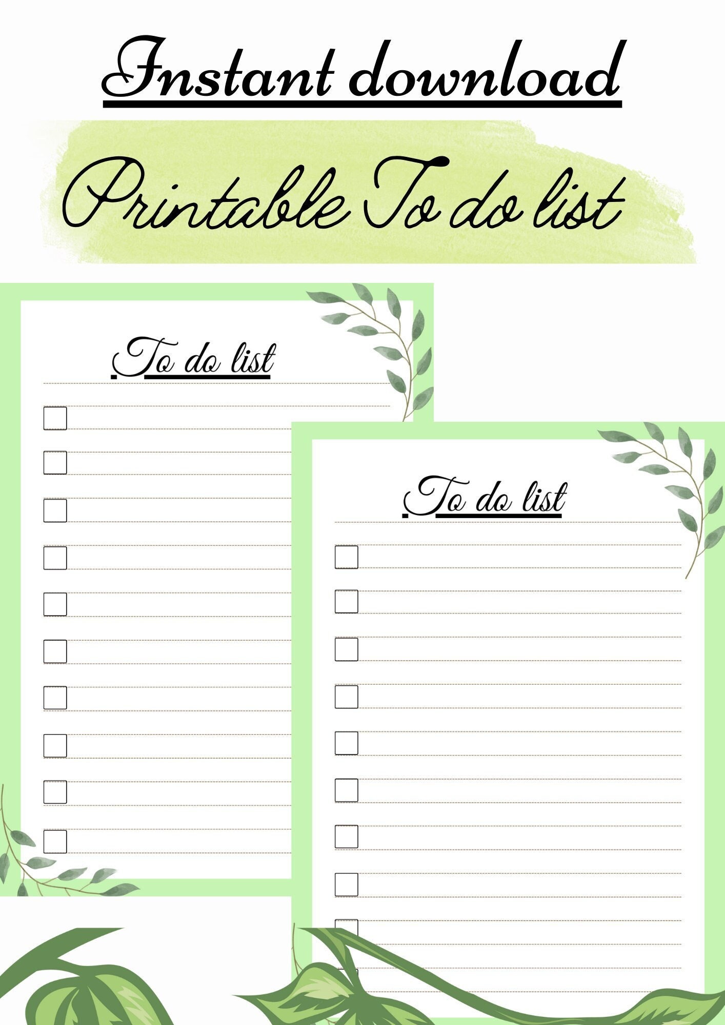 A4 Printable Green to Do List - Etsy