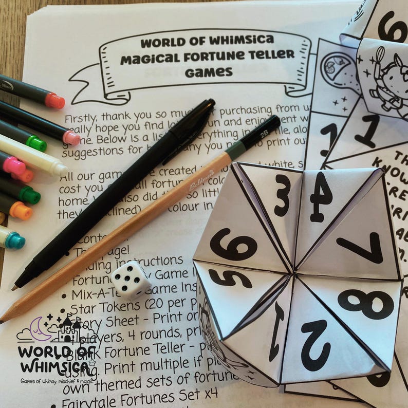 Printable Paper Fortune Teller Game | Magical Cootie Catcher Story ...