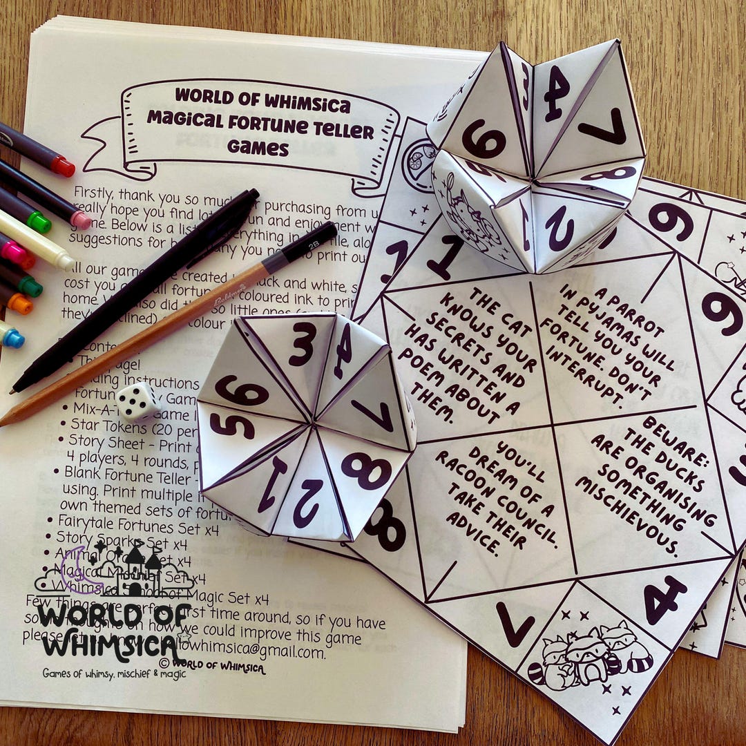 Printable Paper Fortune Teller Game | Magical Cootie Catcher Story ...