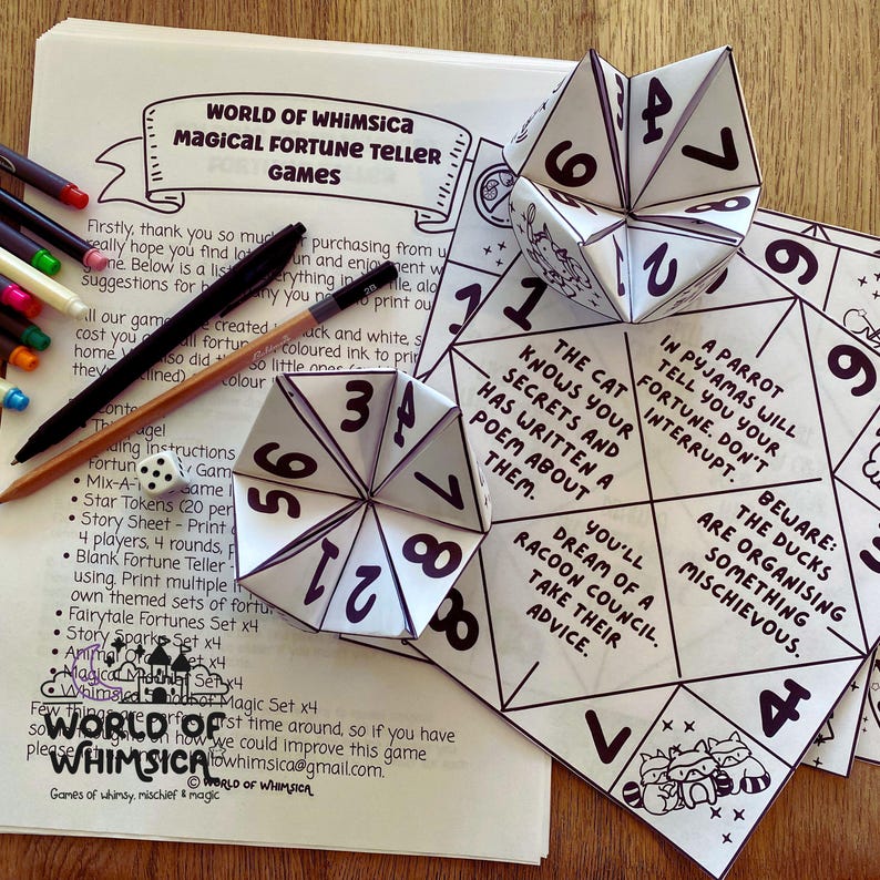Printable Paper Fortune Teller Game | Magical Cootie Catcher Story ...