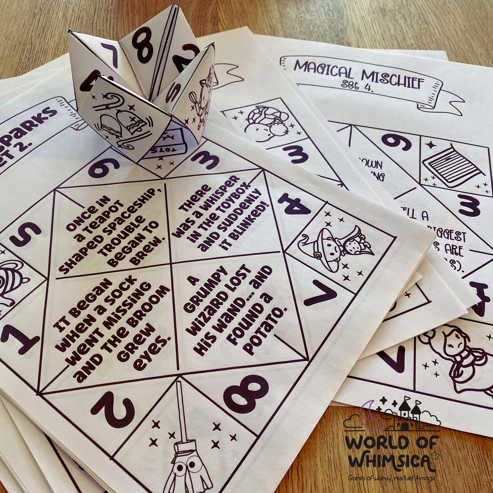 Printable Paper Fortune Teller Game | Magical Cootie Catcher Story ...