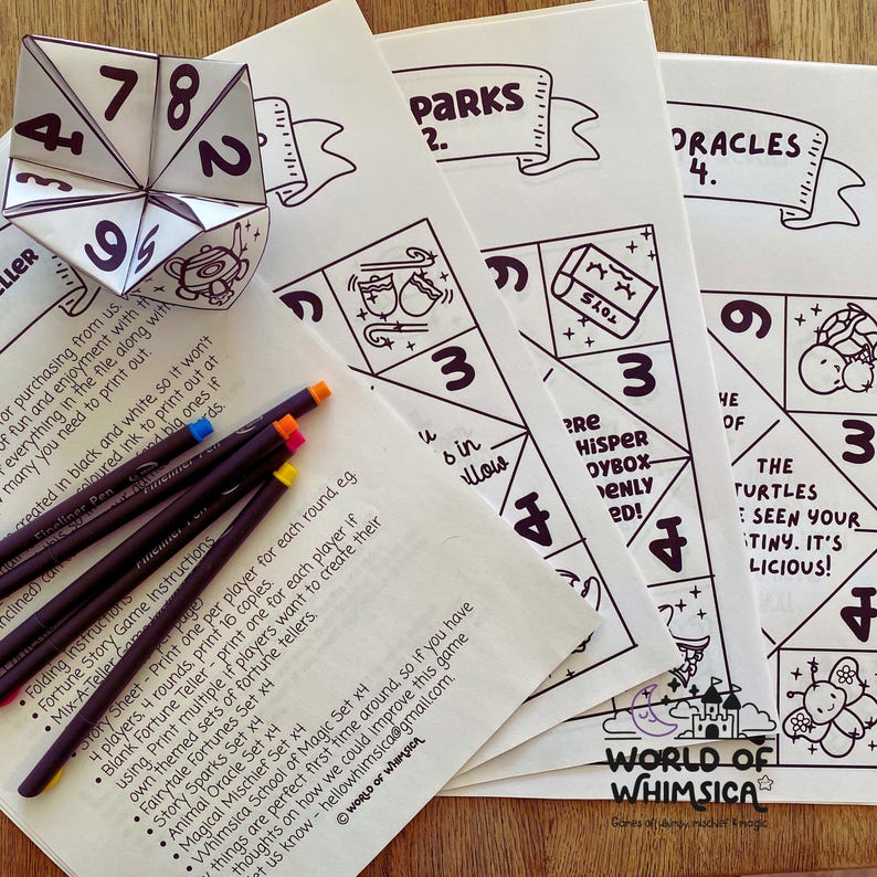 Printable Paper Fortune Teller Game | Magical Cootie Catcher Story ...