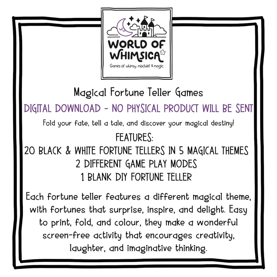 Printable Paper Fortune Teller Game | Magical Cootie Catcher Story ...